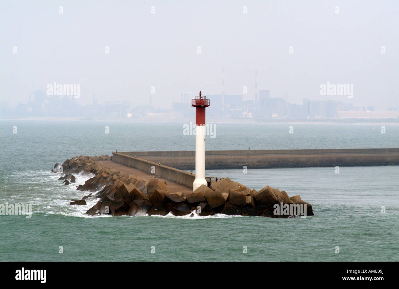 Concrete Ocean Wall and Sea Defence Structure Dunkirk France Lighthouse ...