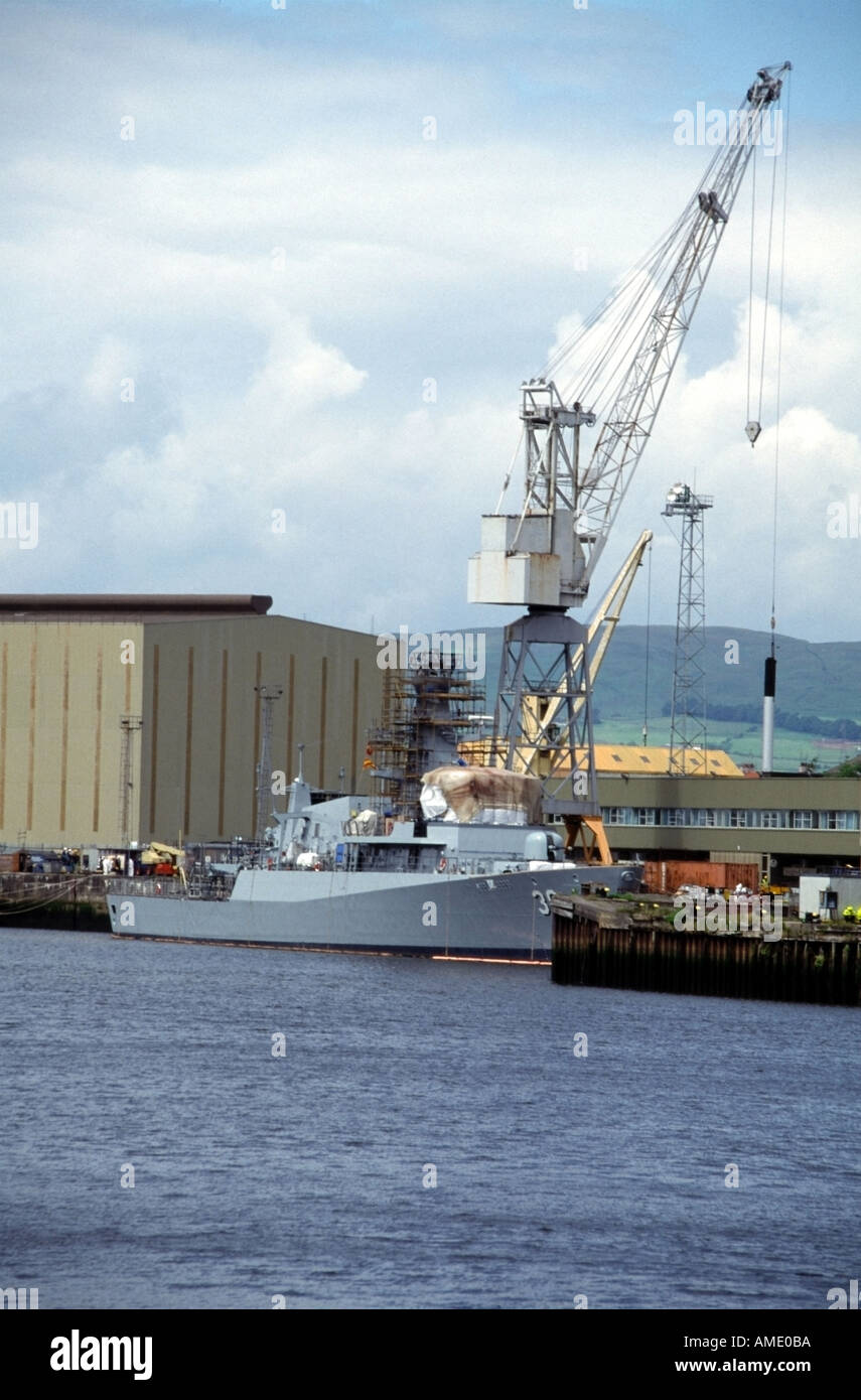navy warship being fitted out at clydeside shipyard glasgow scotland ...