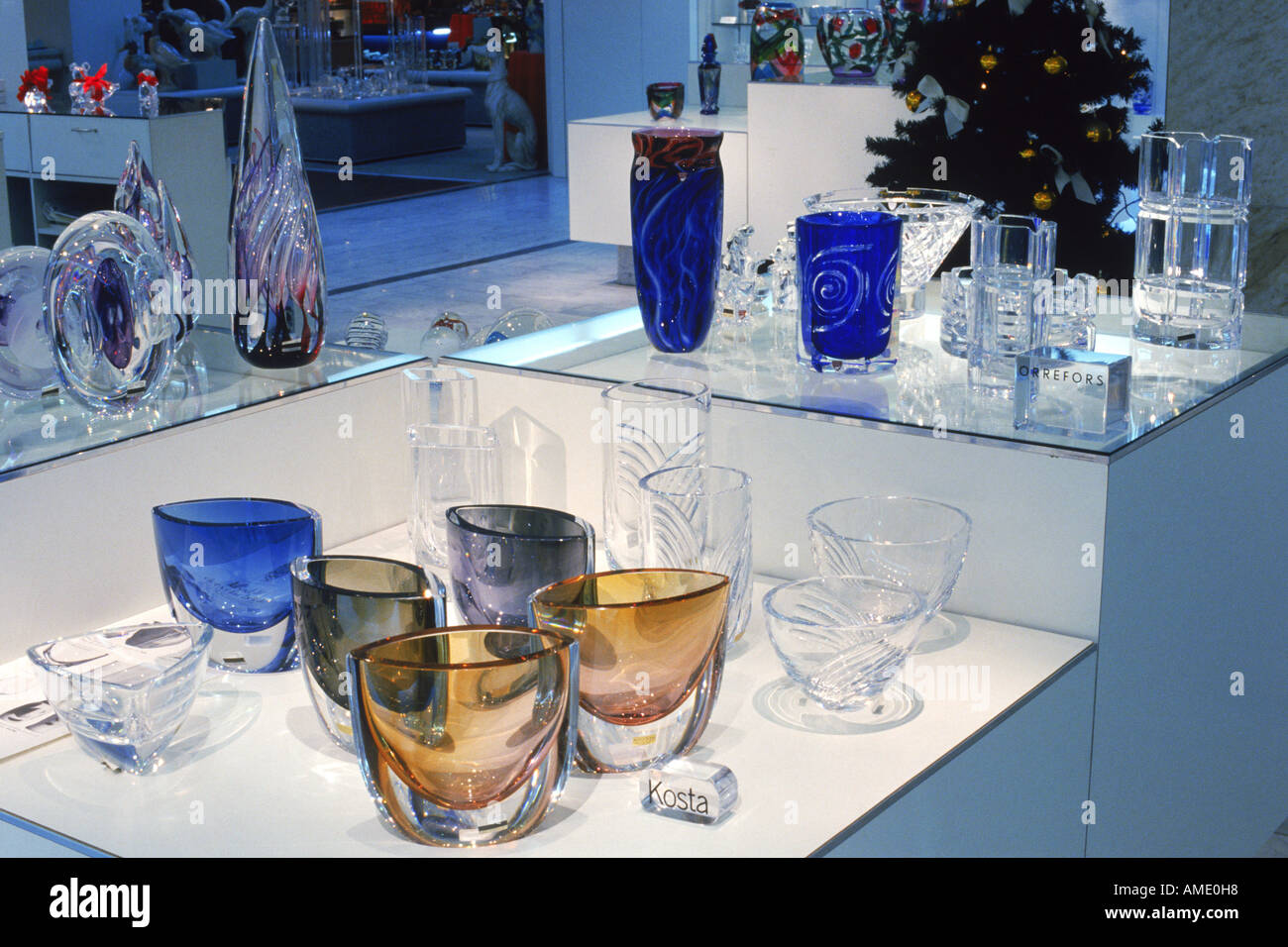 Crystal glass by Kosta Boda of Sweden in Stockholm department store Stock Photo - Alamy