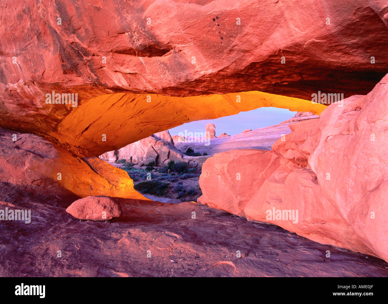 Eye of the Whale Arch at Dawn Arches National Park, Utah, USA Stock ...