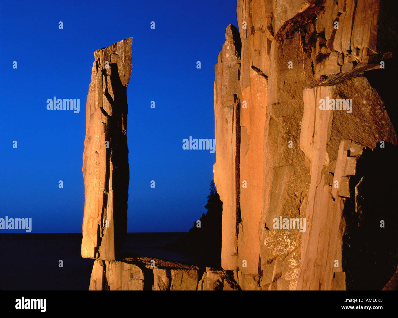 Balancing Rock at Night, Long Island, Nova Scotia, Canada Stock Photo ...