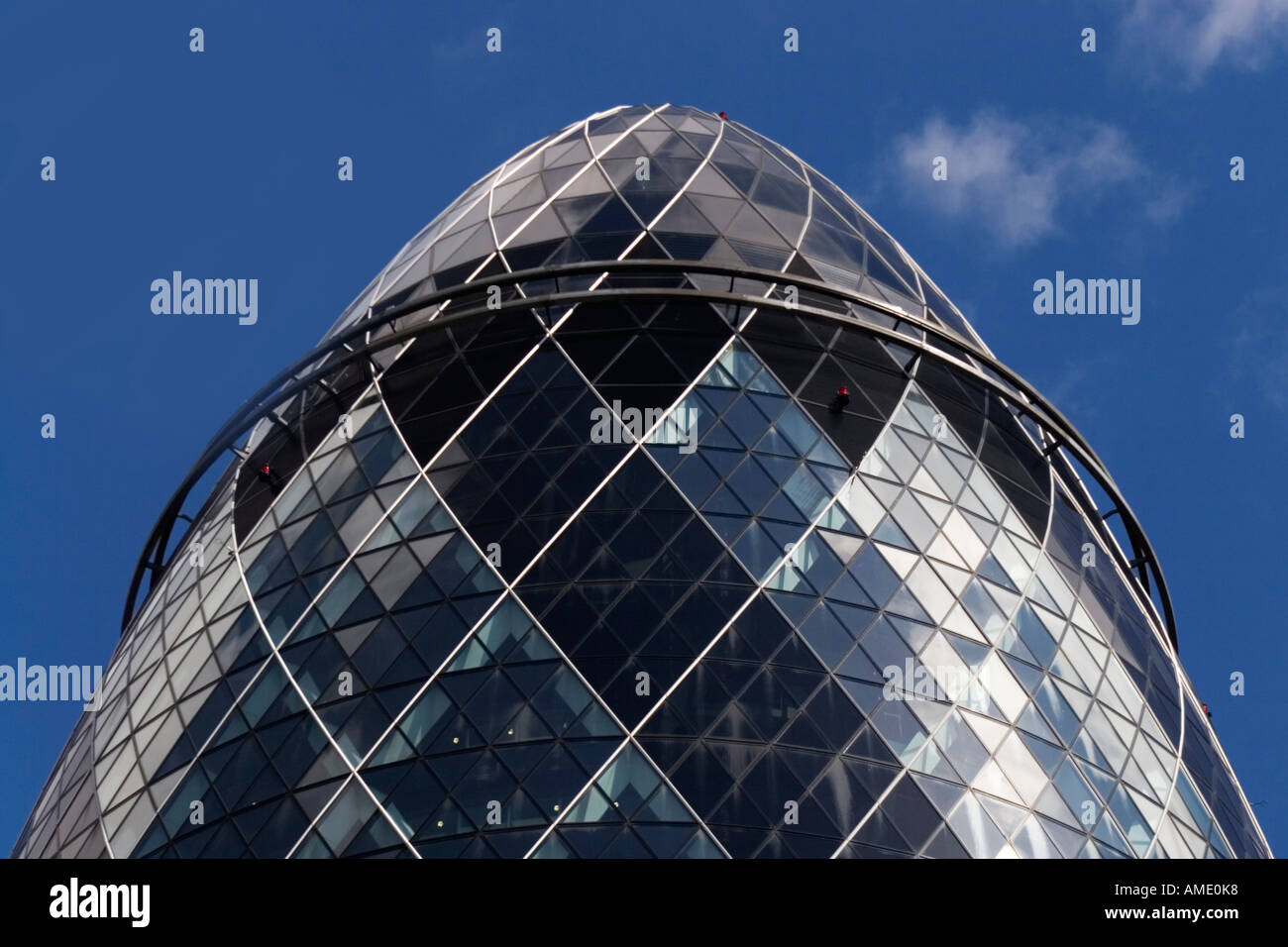 A close up of the top of the Gherkin building in London UK Stock Photo ...