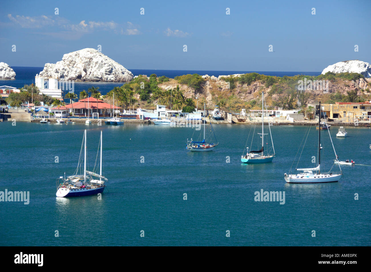 North America, Mexico, State of Sinaloa, Mazatlan. Port area of ...
