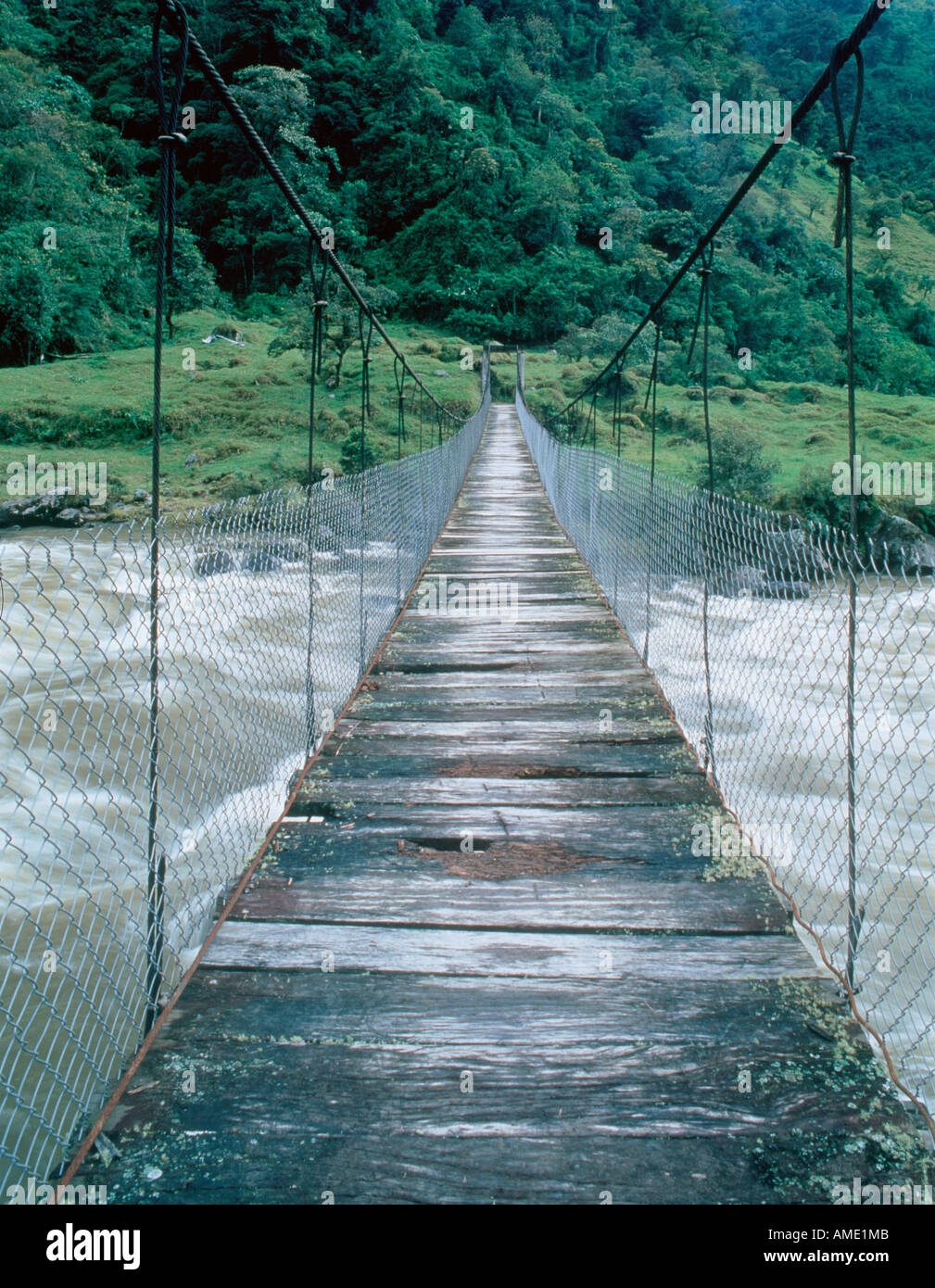 Suspended Foot Bridge over Papallacta River Napo Province, Ecuador ...