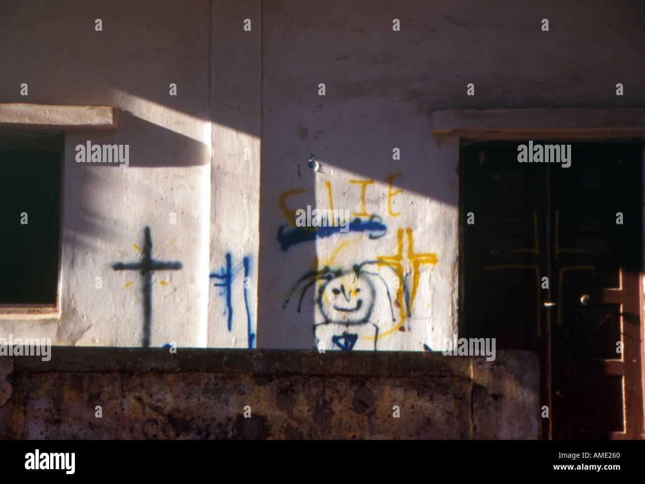 cross and words to mark christian territory beirut Stock Photo - Alamy