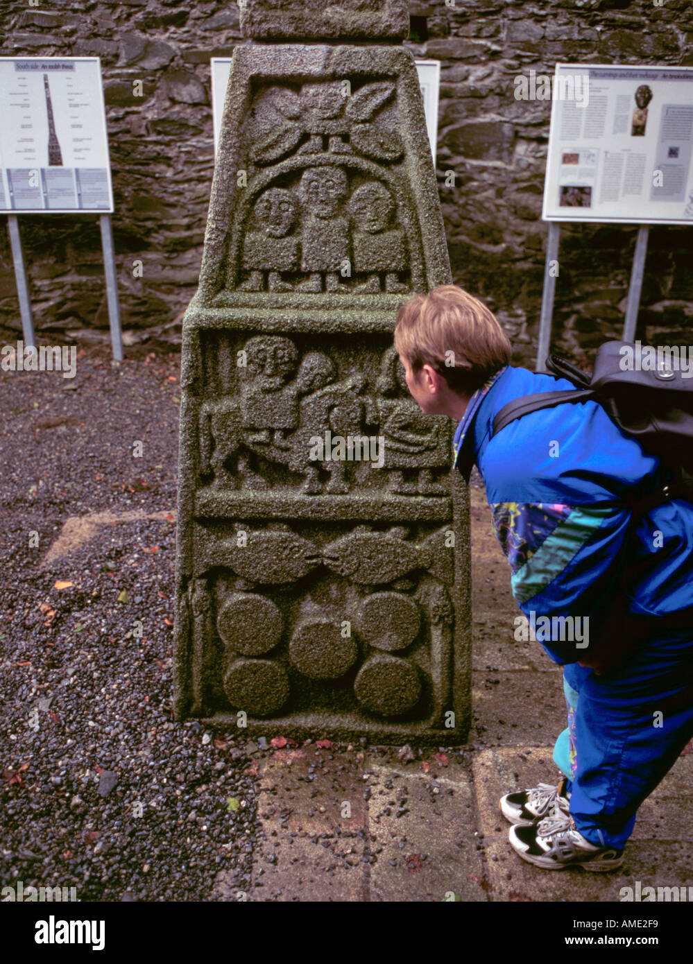 Ornate pedestal to the Moone High Cross, Moone Abbey, Moone, County ...