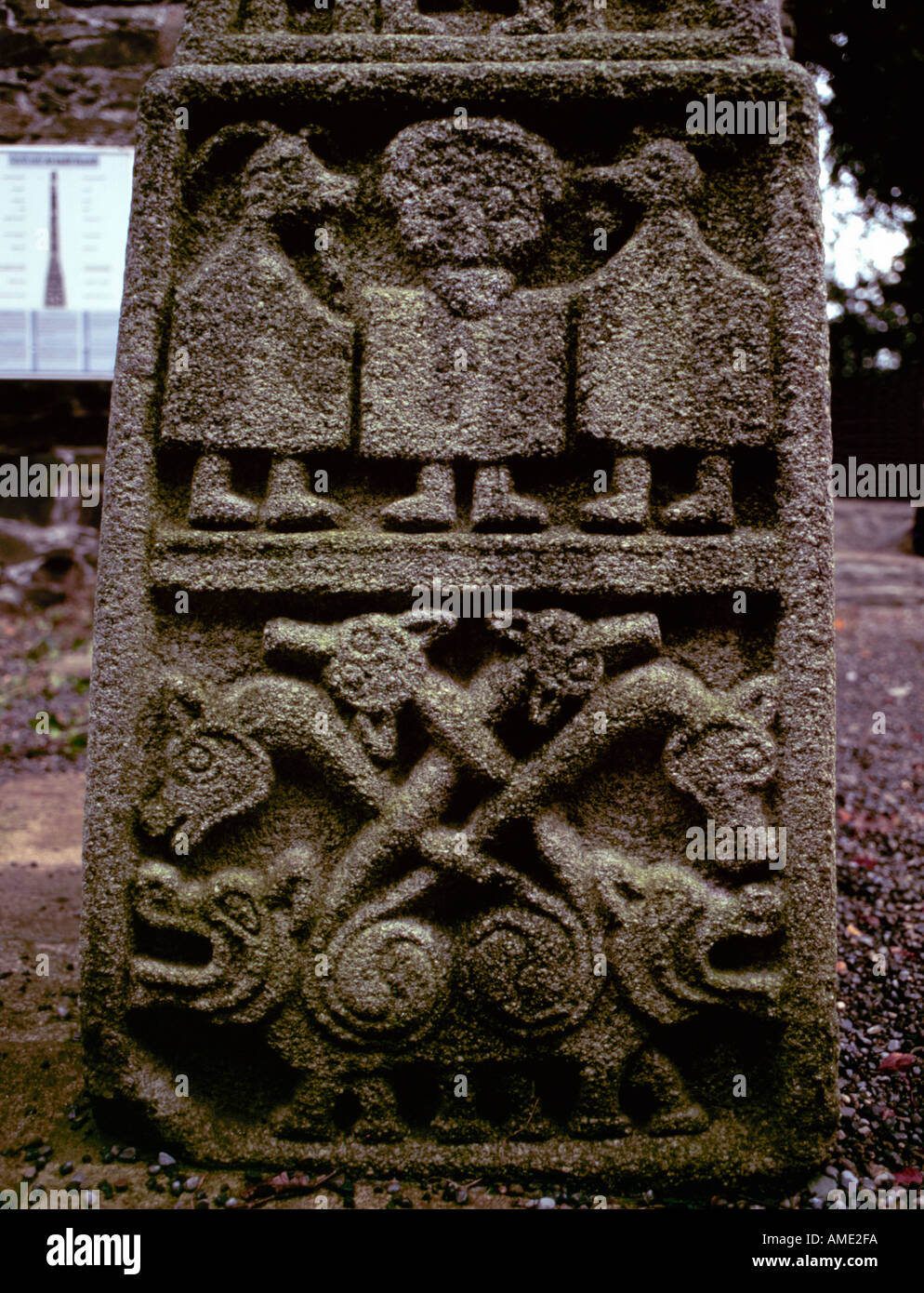 Picturesque pedestal detail, Moone High Cross, Moone Abbey, Moone ...