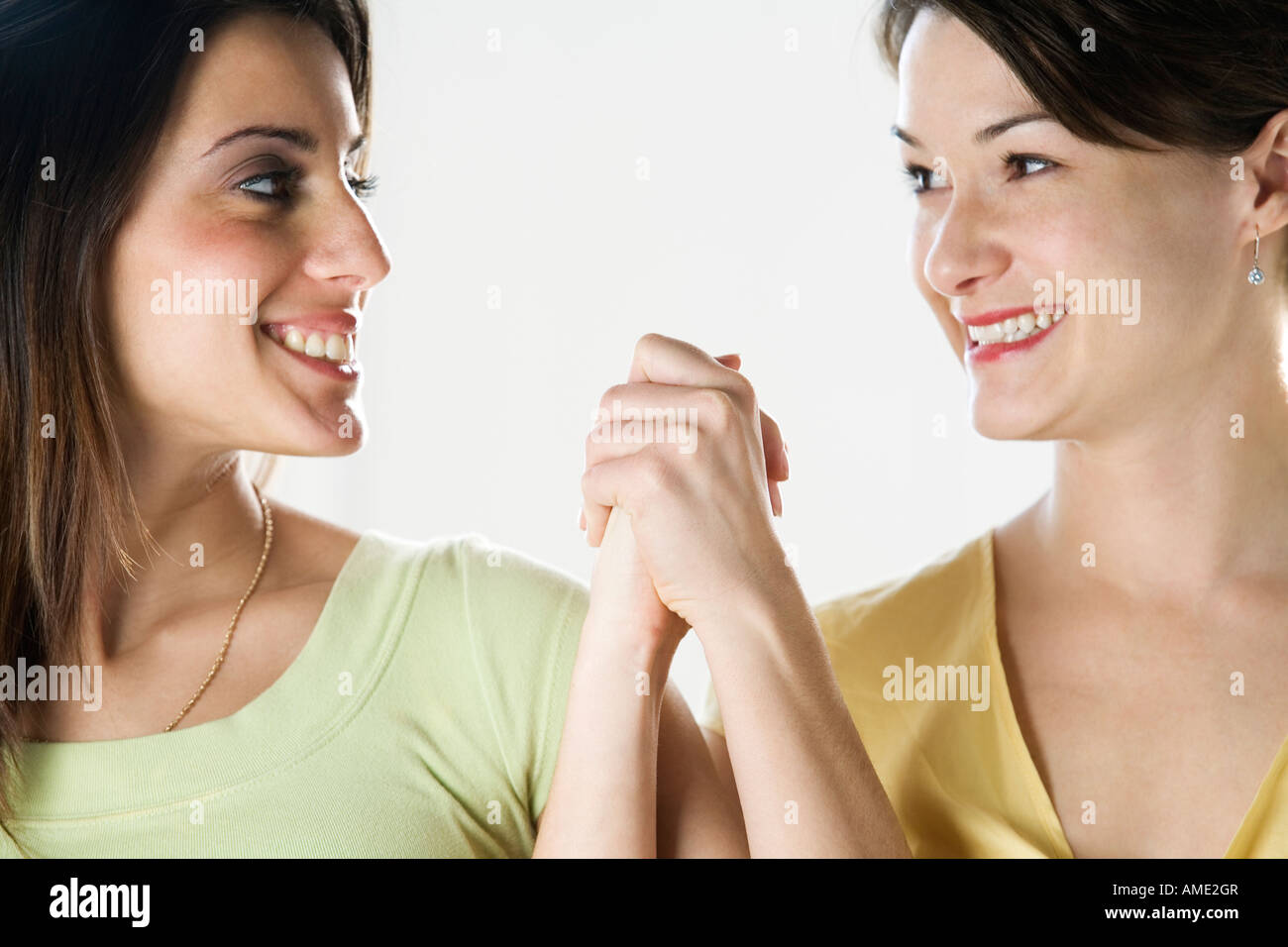 Close up of two friends smiling Stock Photo - Alamy