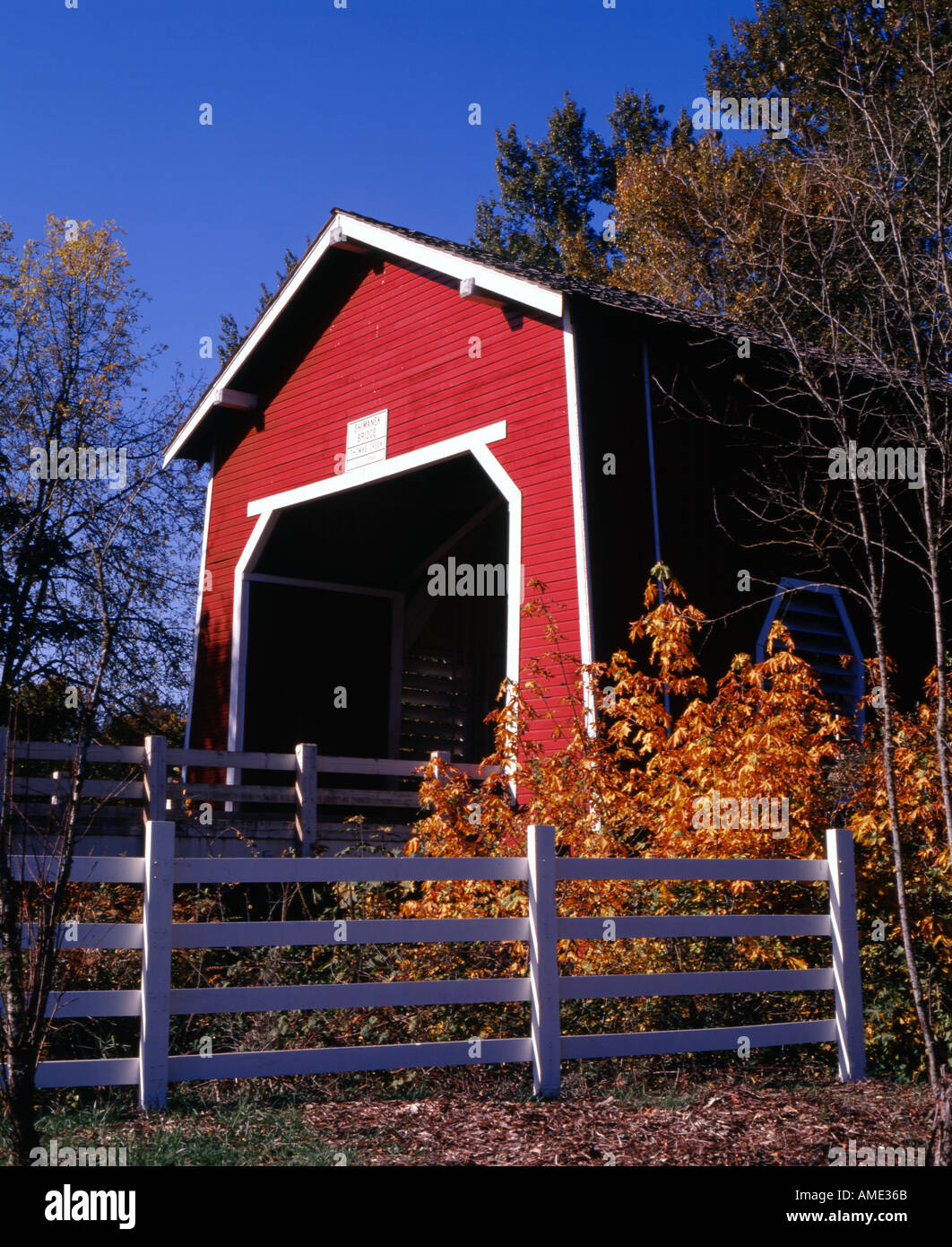 Shimanek Covered Bridge built in 1966 over Thomas Creek near Scio in ...