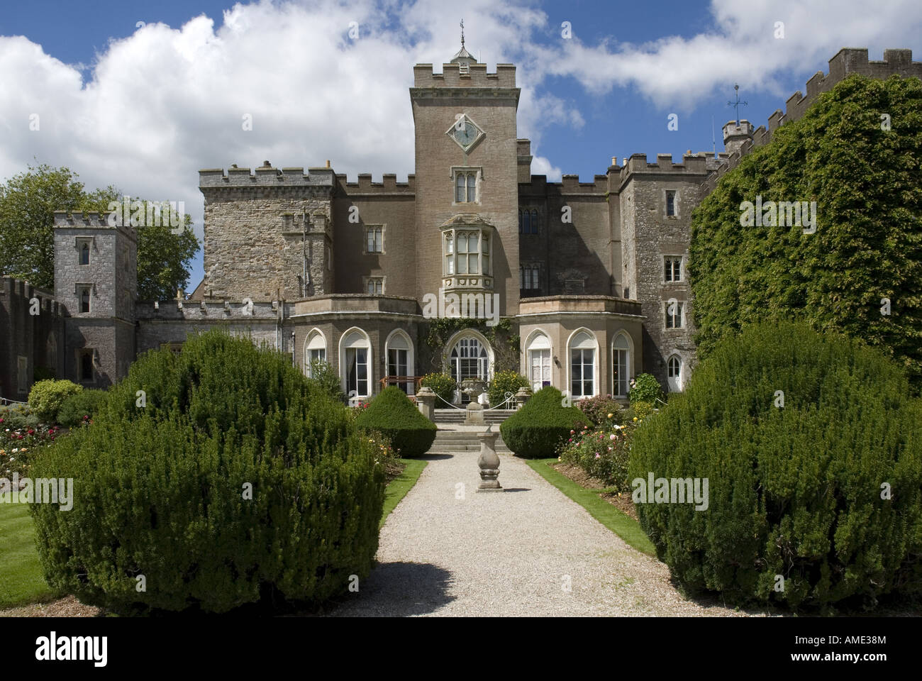 Powderham Castle, historic home of the Earl of Devon near Exeter Stock ...
