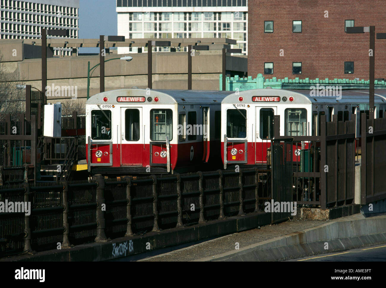 Red line subway trains Boston Stock Photo - Alamy