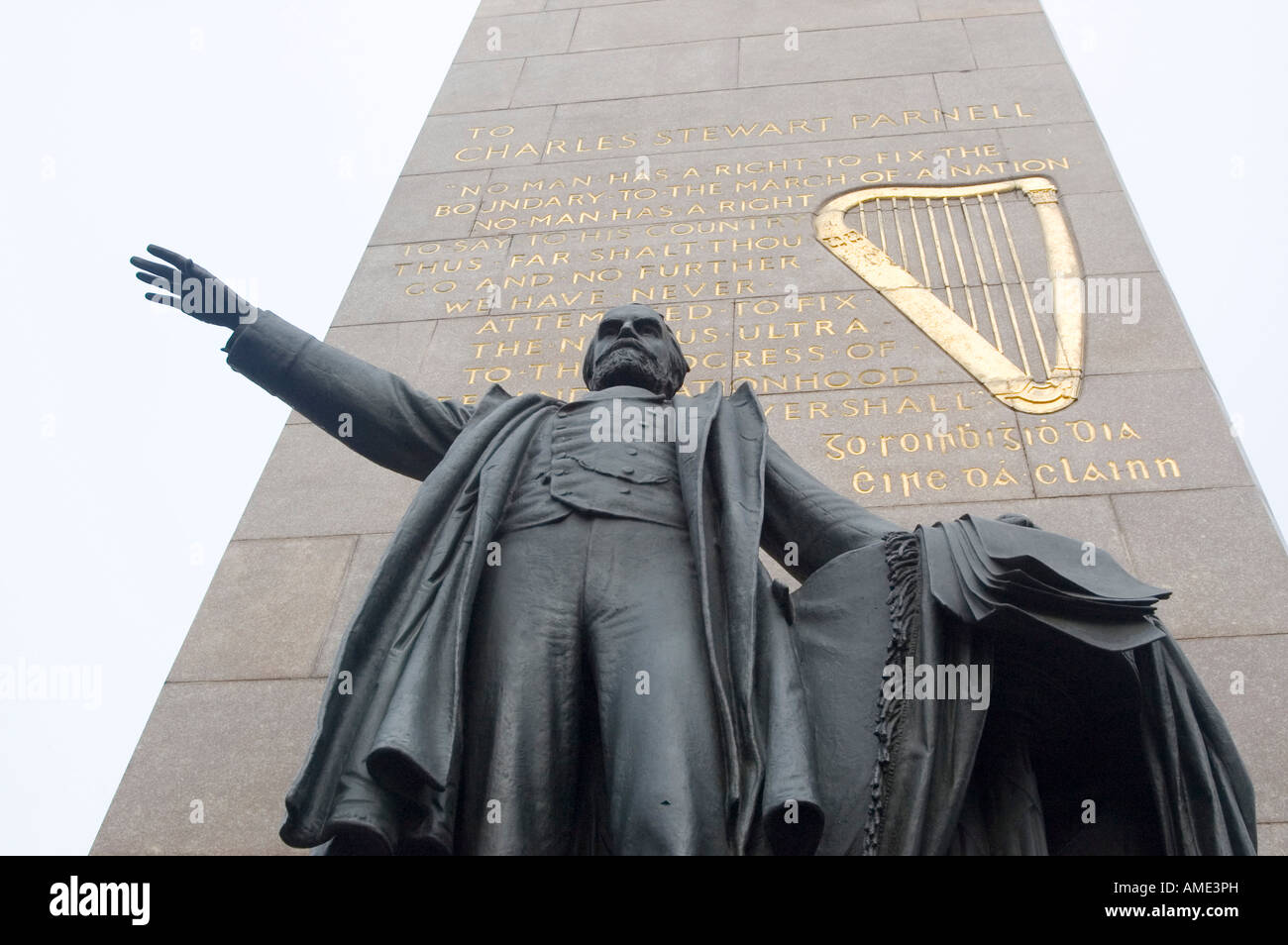 The statue of Irish parliamentary leader Charles Stewart Parnell on O ...