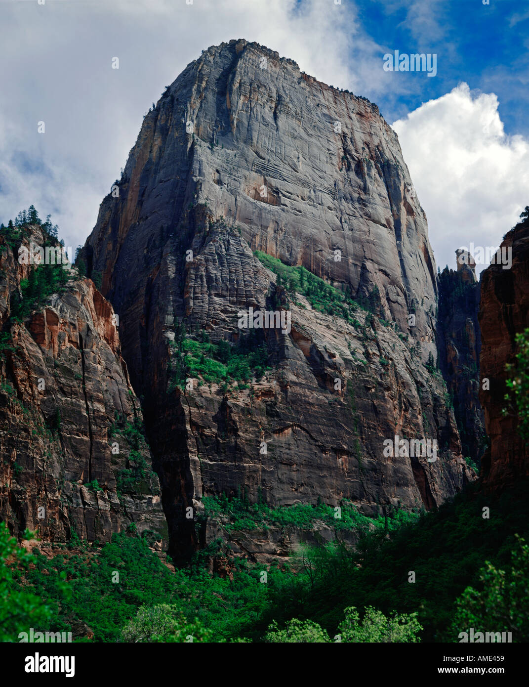 Zion National park in Utah showing the enormous monolithic rock ...