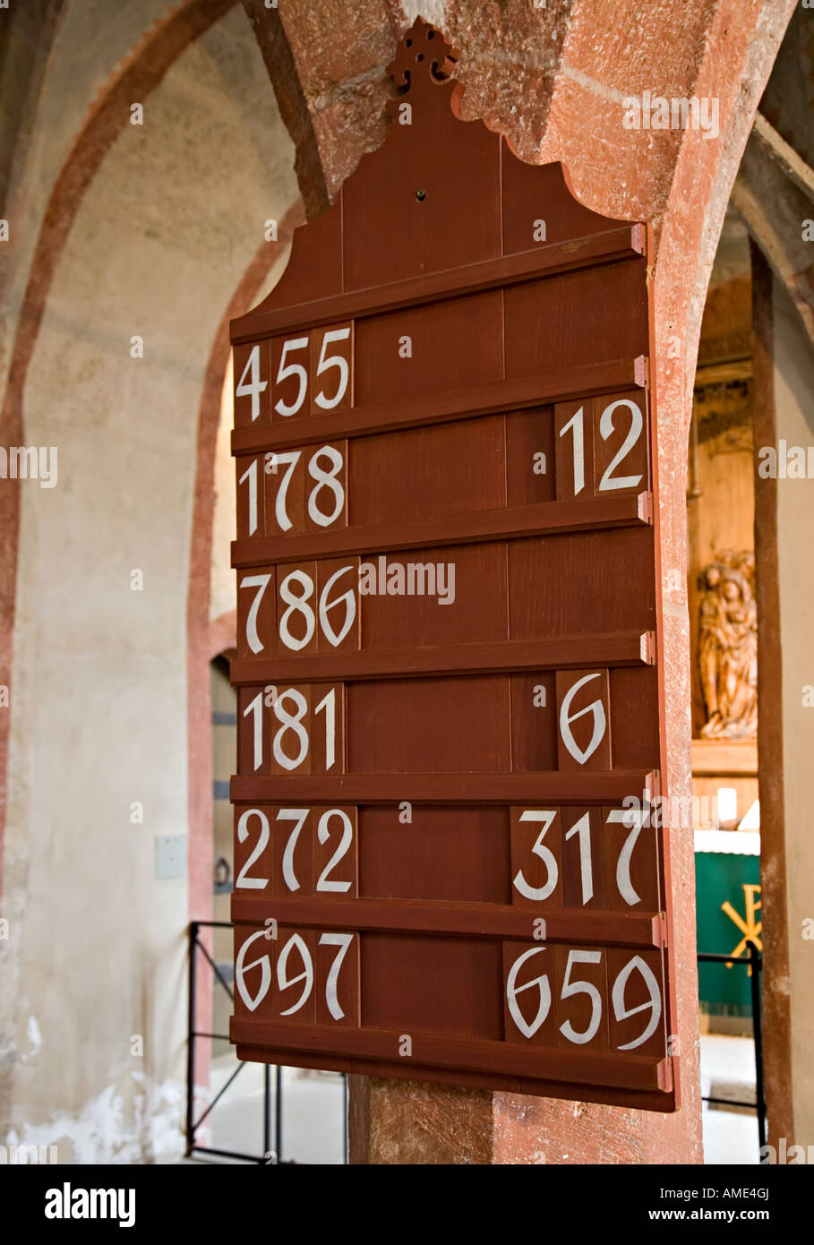 Hymn numbers in church hi-res stock photography and images - Alamy