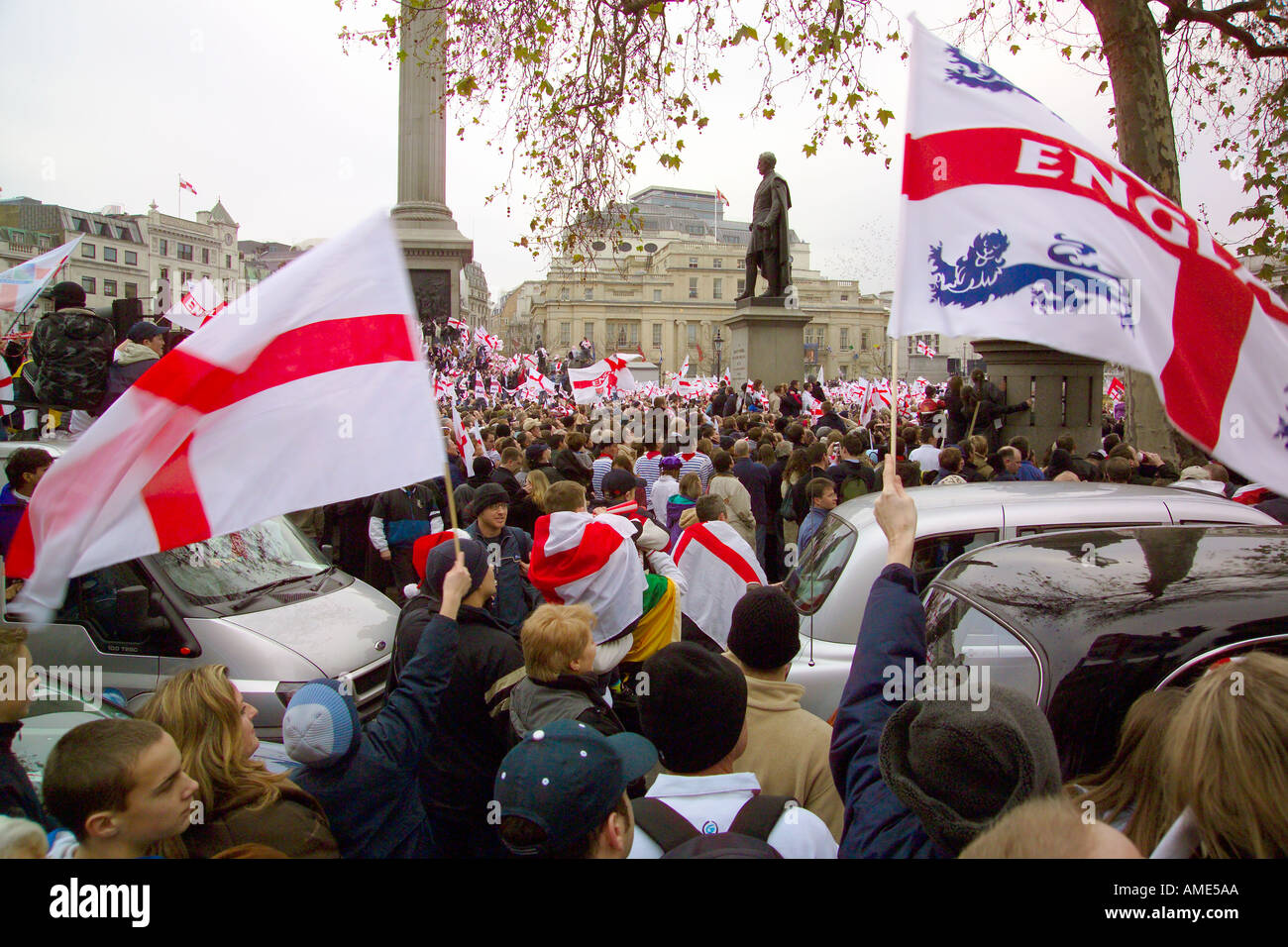 UK London Trafalgar Square England Rugby Fans celebrate World Cup win ...