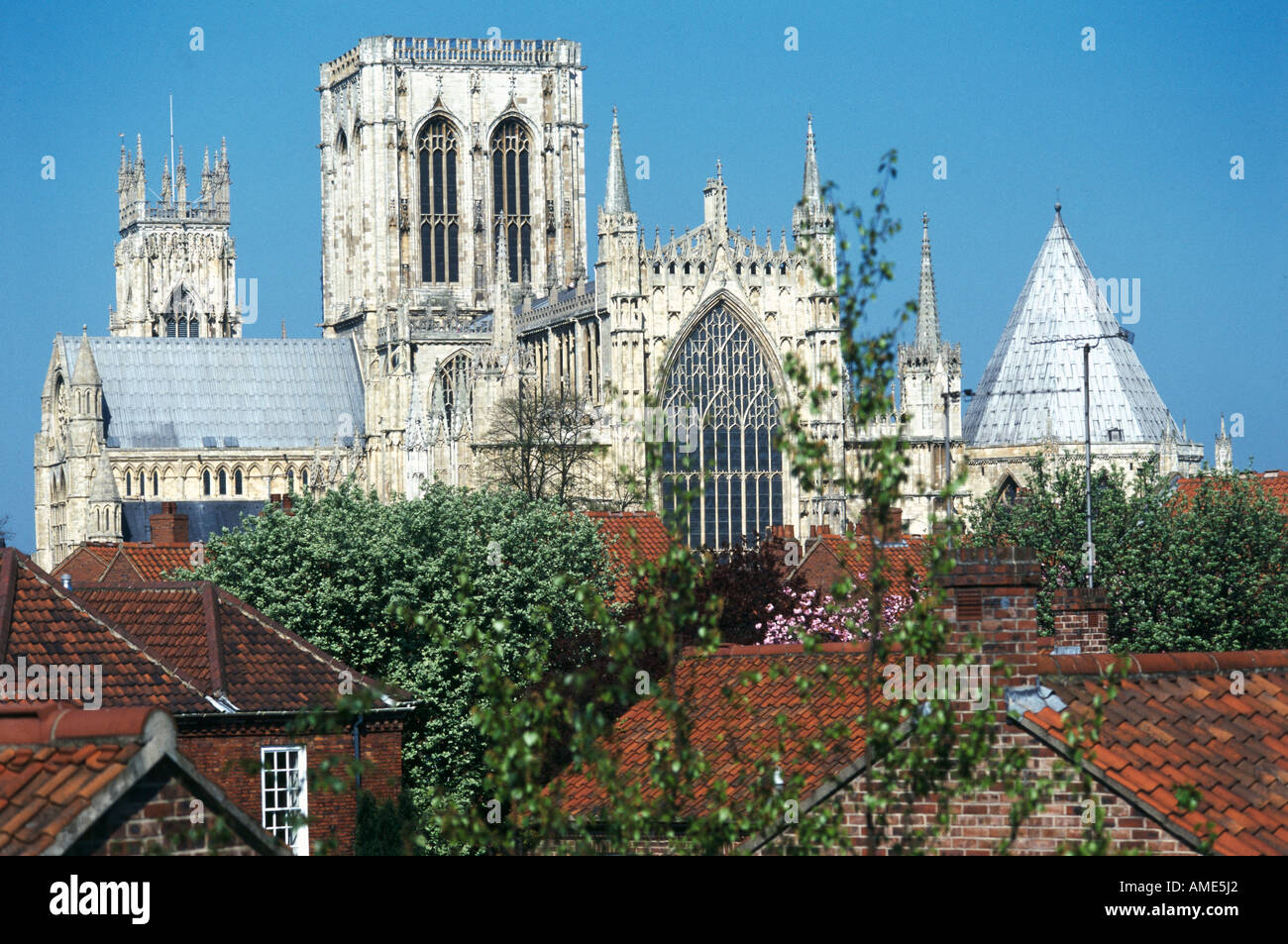 Medieval York Minster towers over the city Seen above The Walls Stock ...