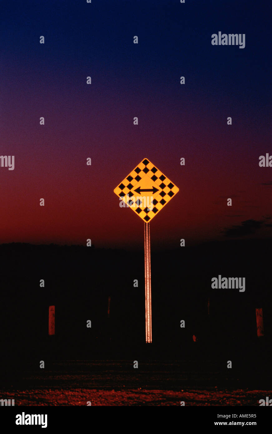 Road Sign at Night Stock Photo - Alamy