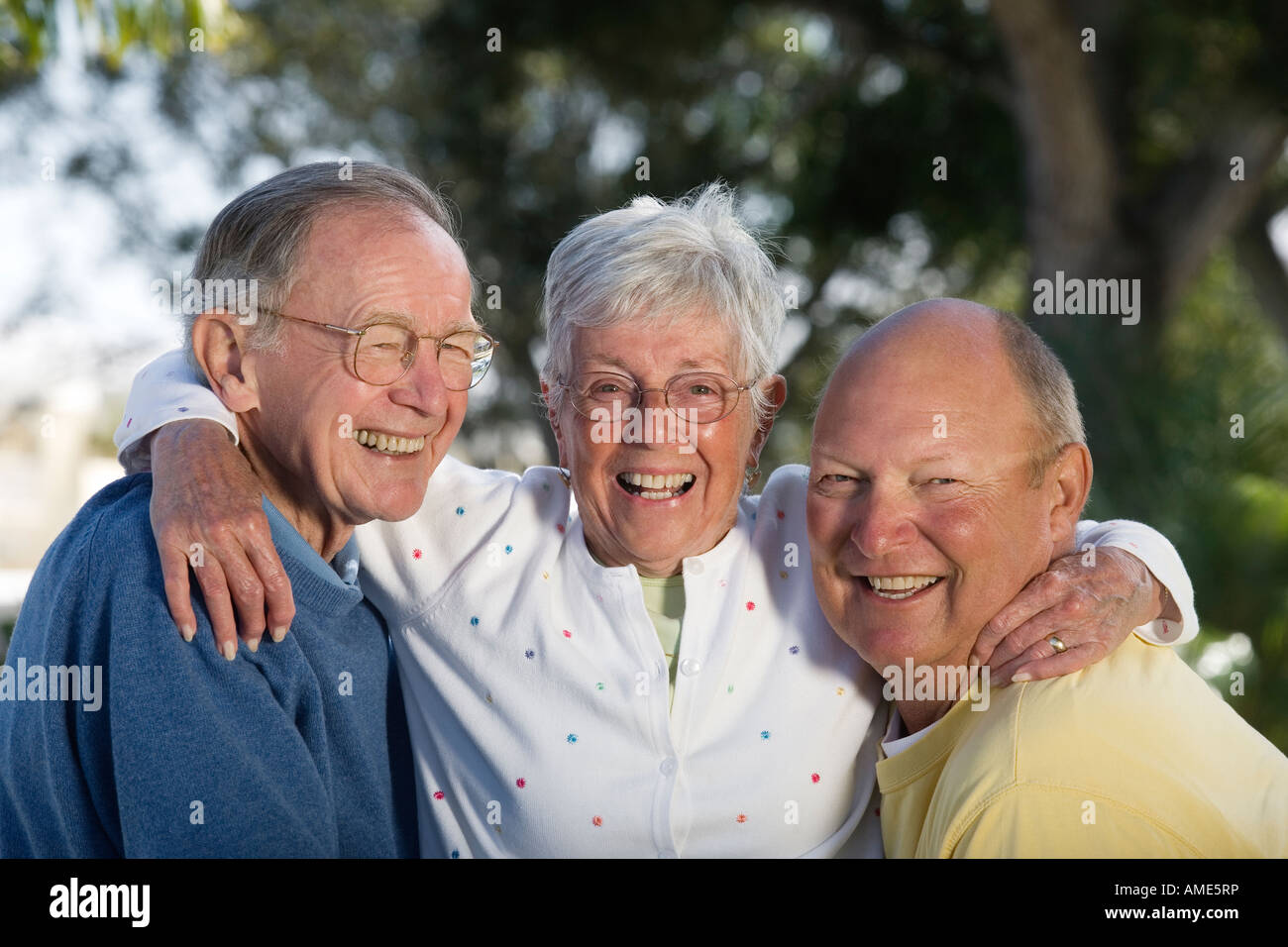 Three elderly friends relax hi-res stock photography and images - Alamy