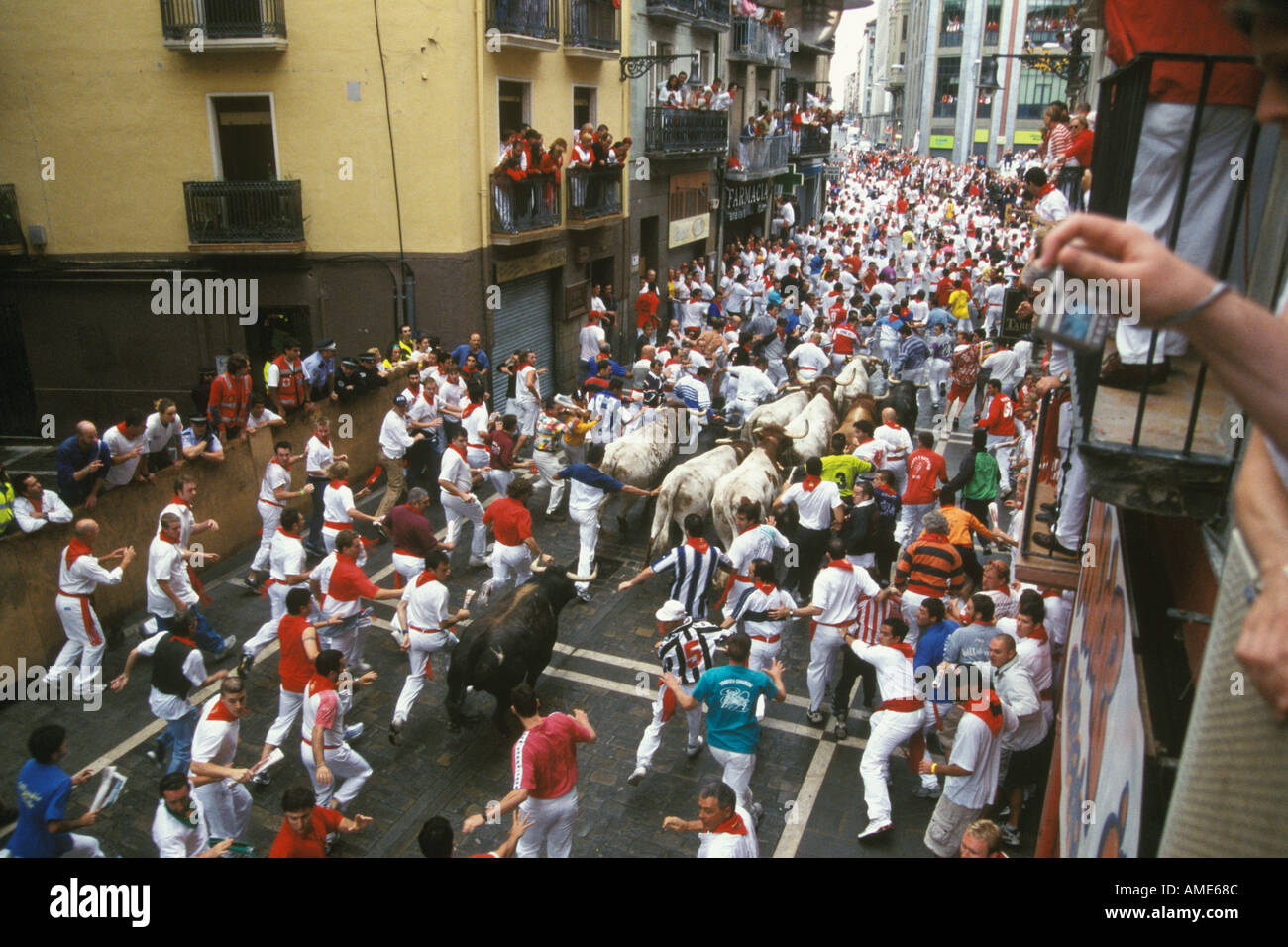 Spain, Navarra, Pamplona, Iruna, Festival of San Fermin, Running of ...