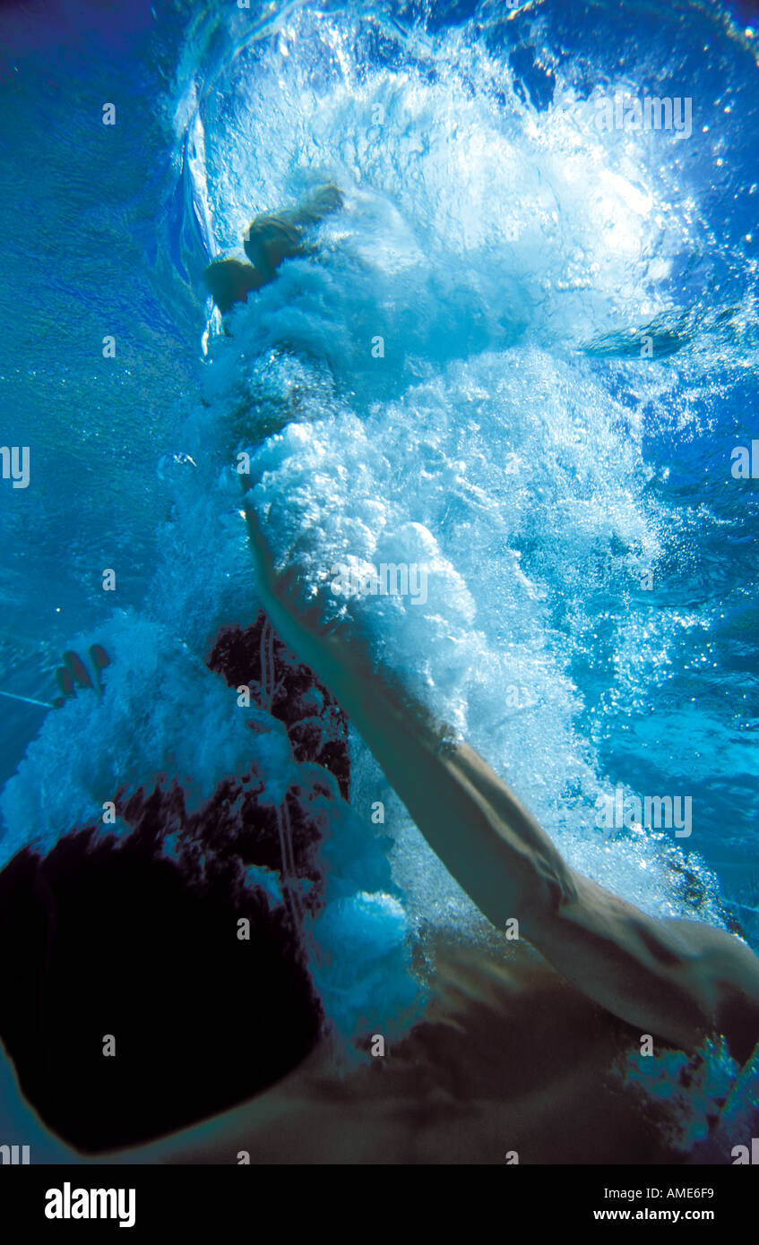 Diving Into Swimming Pool Stock Photo - Alamy
