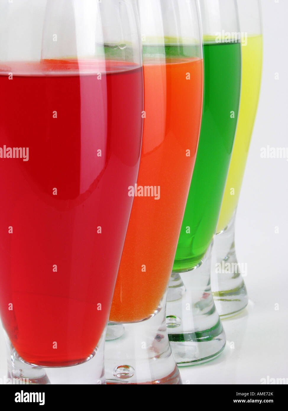 Four glasses of Kool aid drink Koolaid poured in a glass beverage ...