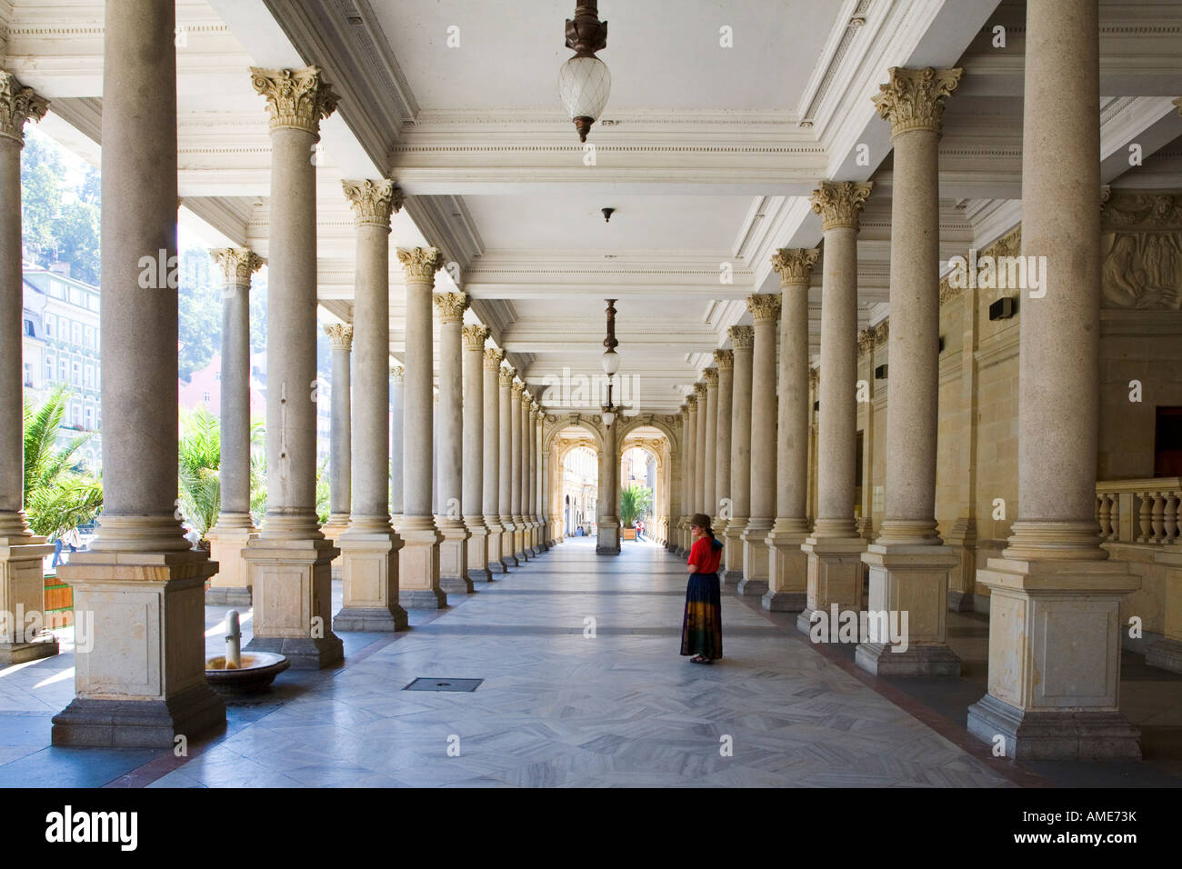 Tourist in the Mlynska Kolonada Karlovy Vary Czech Republic Stock Photo ...