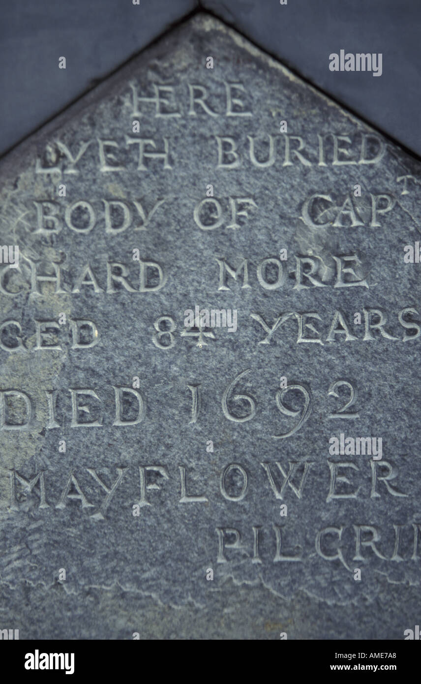 Gravestone to the Mayflower pilgrim Capt Richard Moore, Burying Point ...
