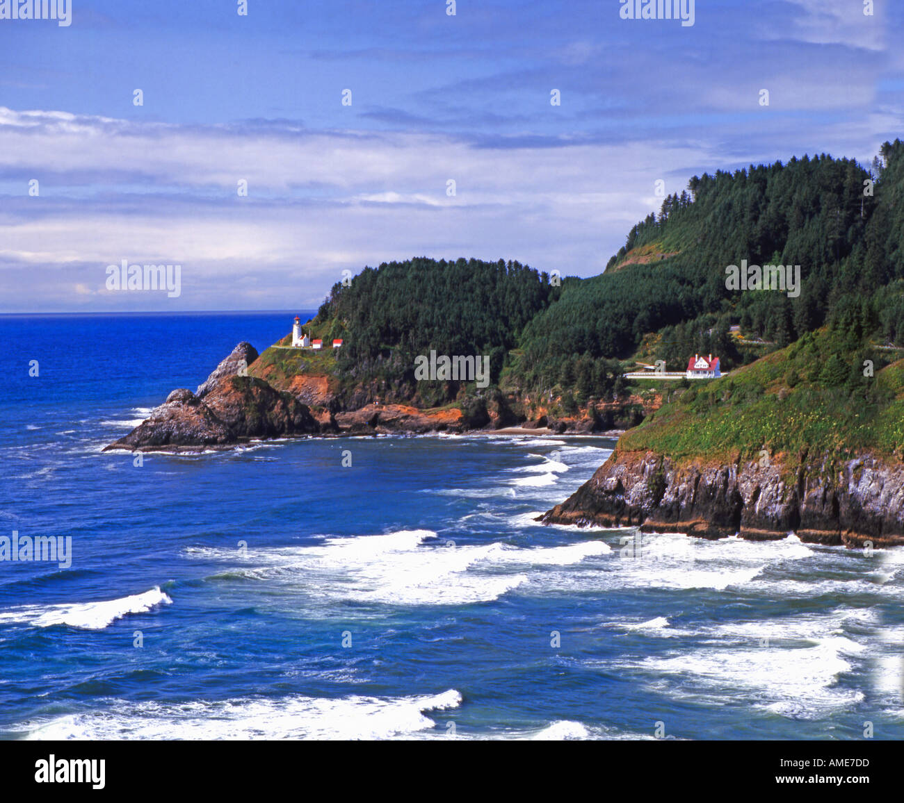 Heceta Head Lighthouse at Devils Elbow State Park north of the town of ...