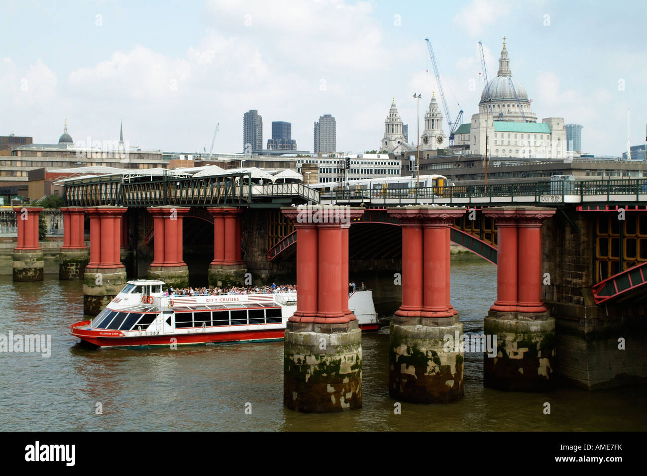 Red Columns of a Former Railway Bridge dismantled in 1985 alongside ...