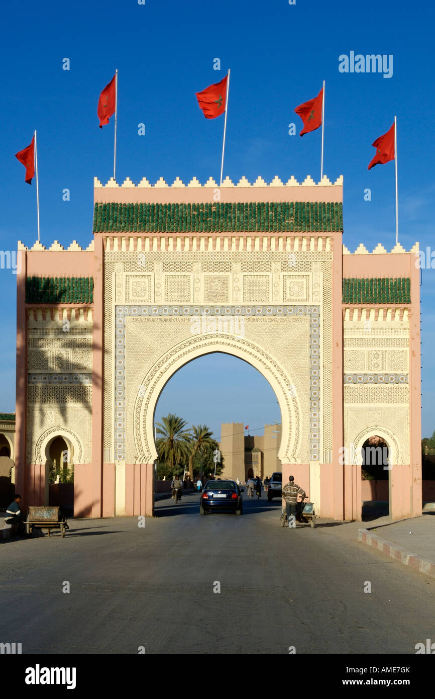 The traditional Bab (gate) to the town of Rassani in eastern Morocco ...