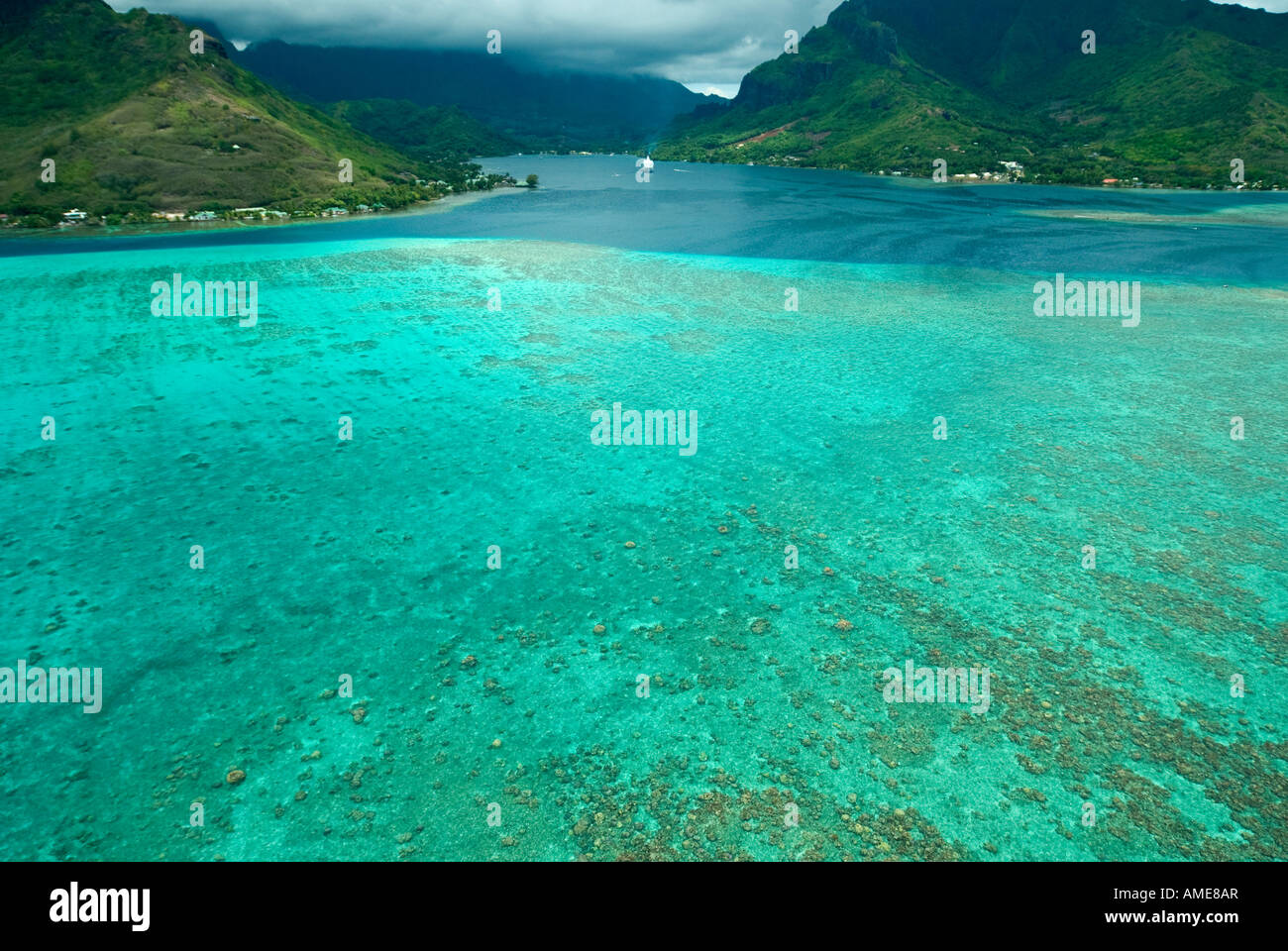 Moorea, French Polynesia. The entrance of Cook's Bay Stock Photo - Alamy