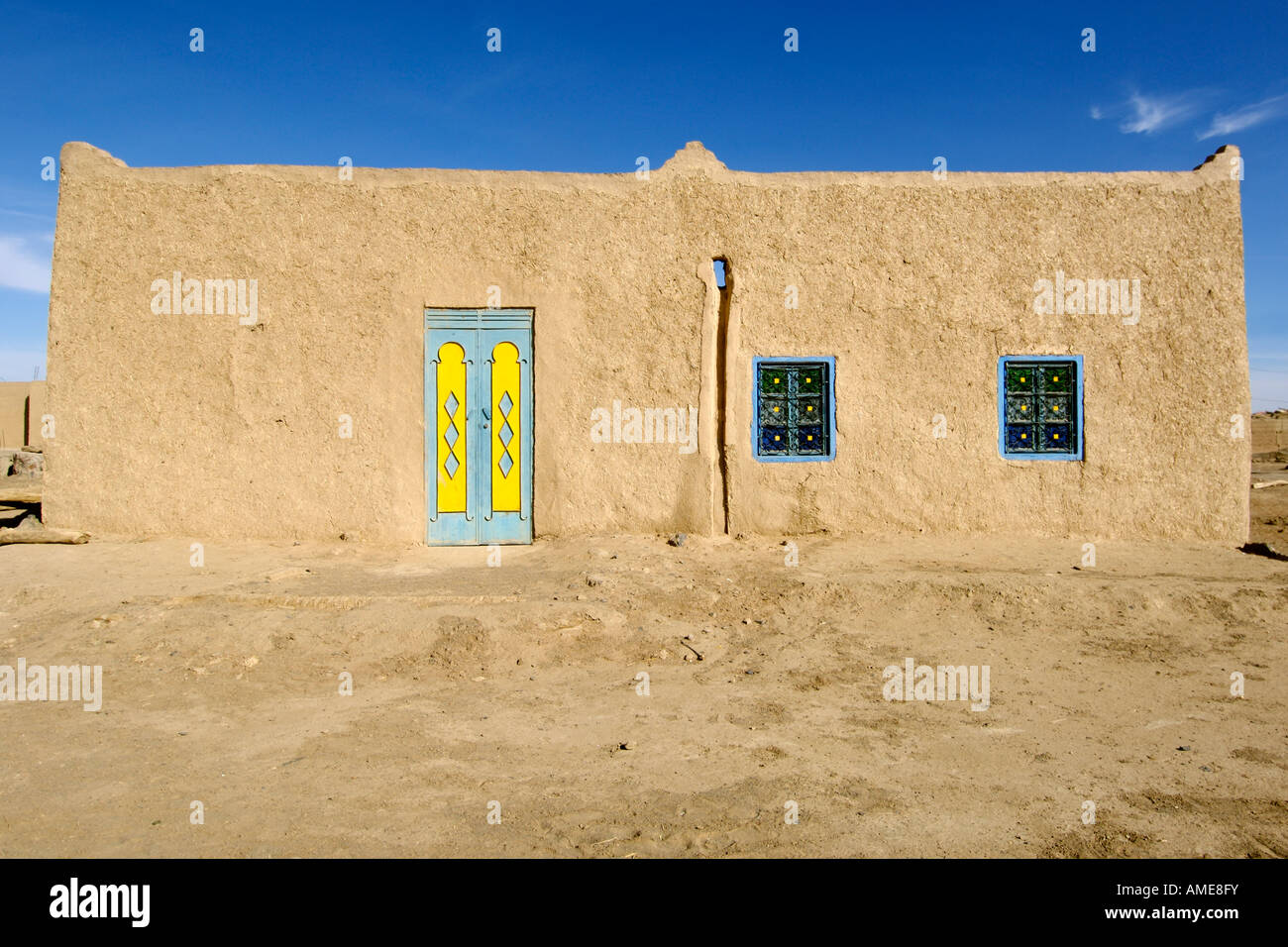 Exterior of a berber house in the village of Merzouga in eastern ...
