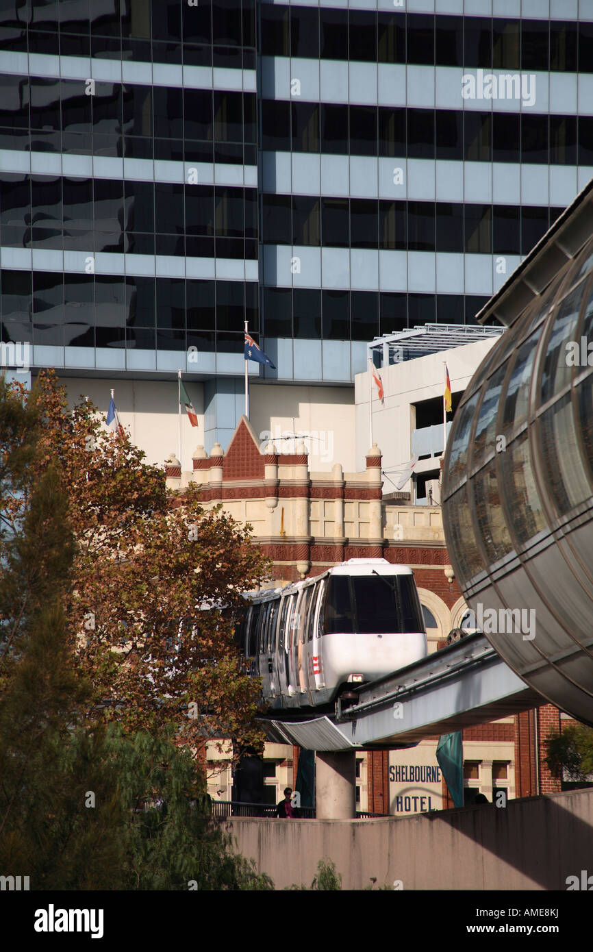 Sydney Monorail approaching station Darling Harbour Sydney New South ...
