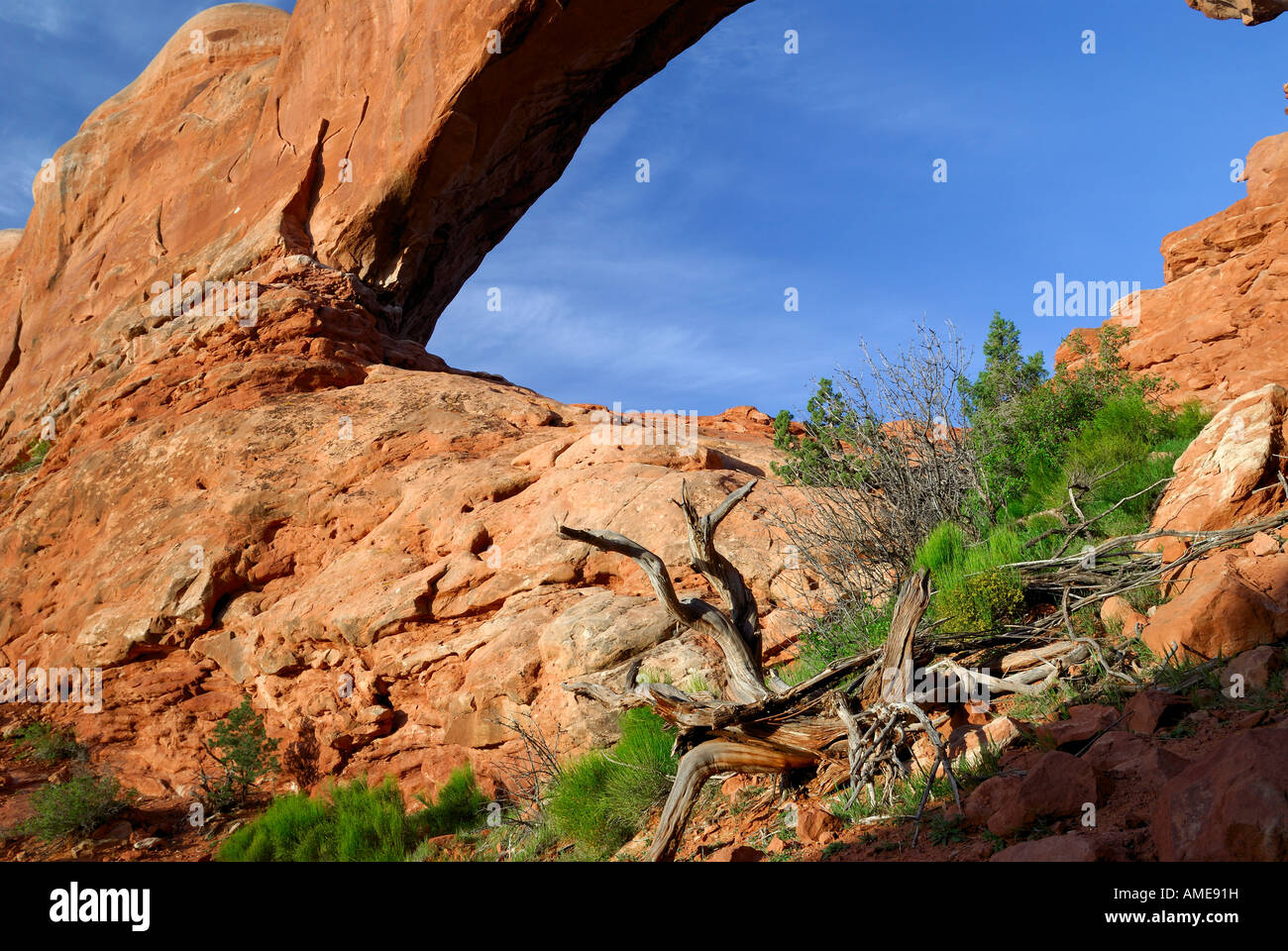 Arches National Park North Window around Sunrise Stock Photo - Alamy