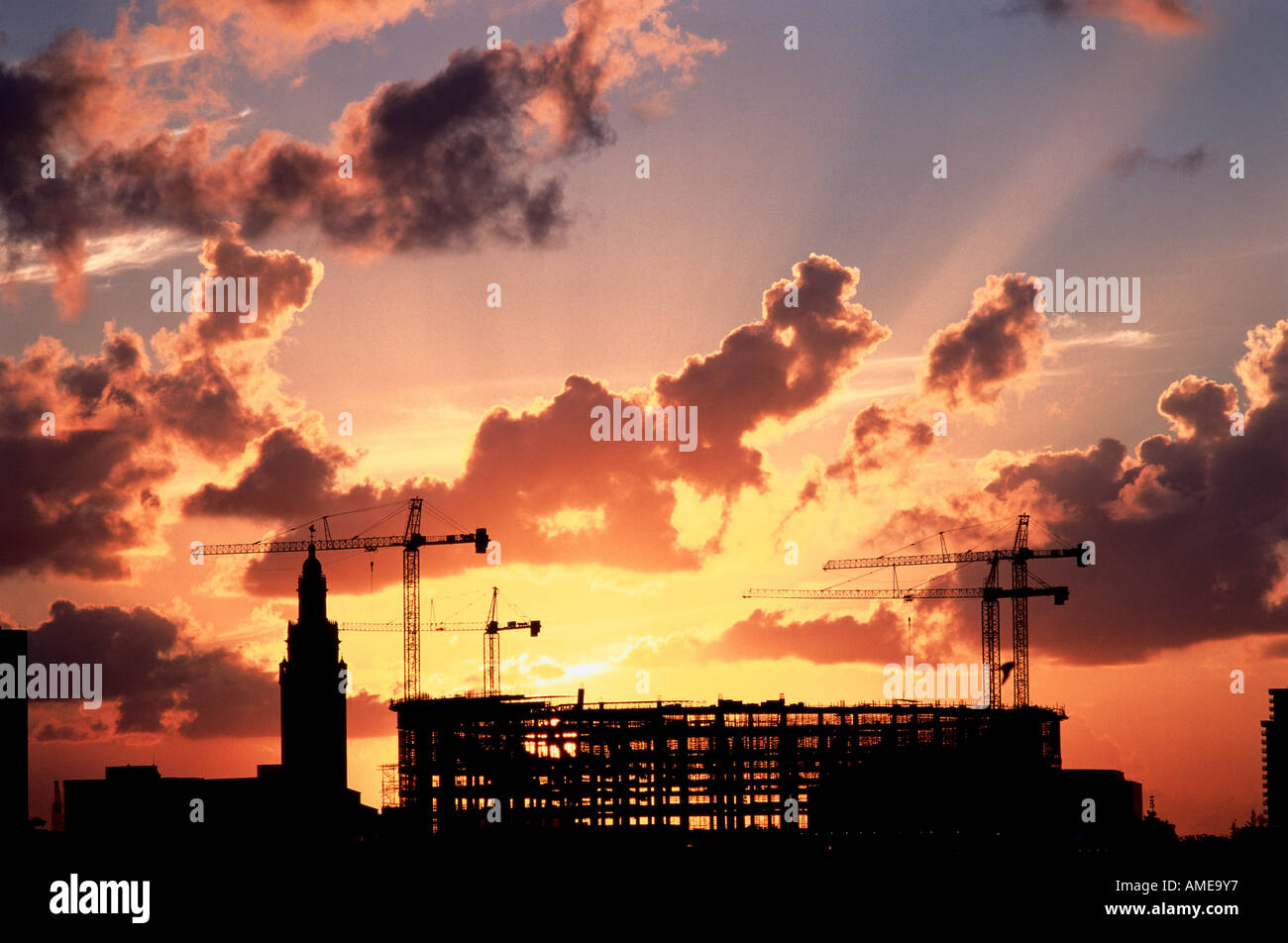 Building Construction at Sunset Miami, Florida, USA Stock Photo - Alamy