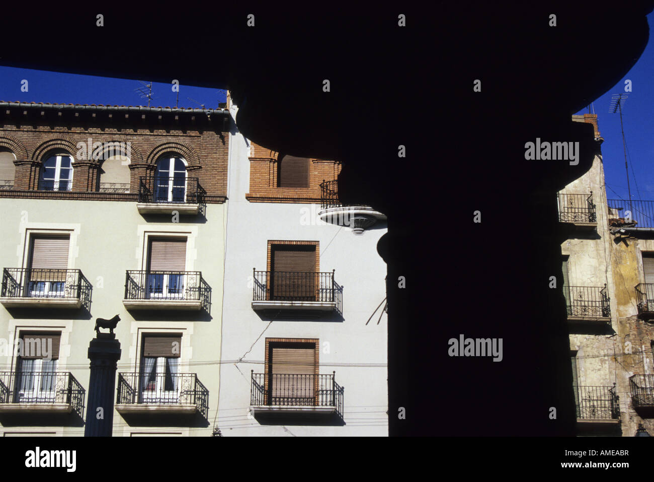 El Torico statue in Carlos Castel square TERUEL CITY Aragon region ...