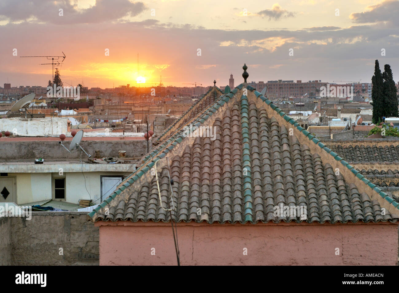 Sunset view over the rooftops of Marrakech in Morocco Stock Photo - Alamy