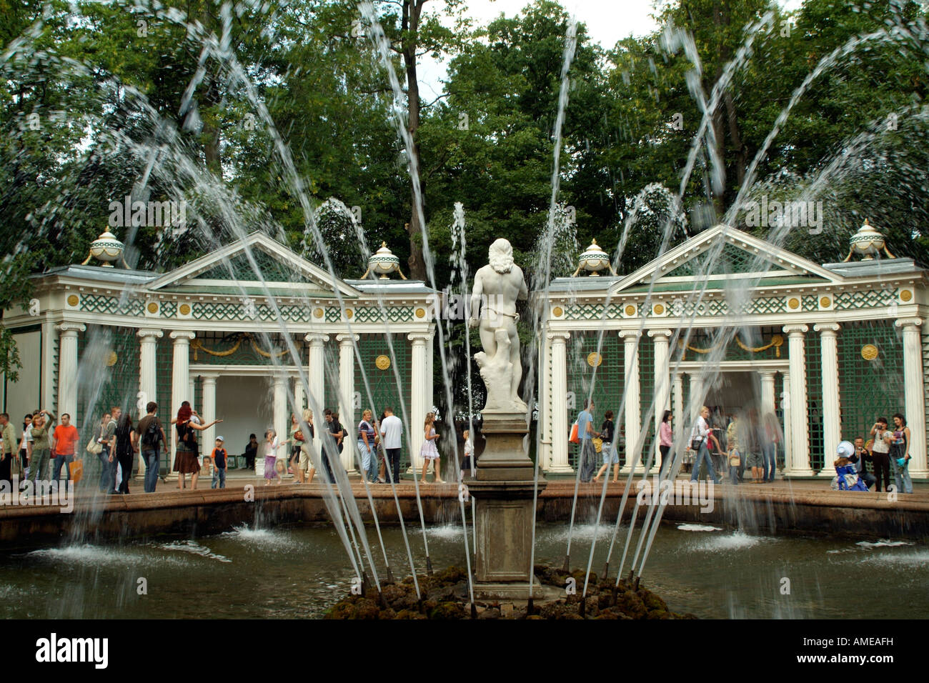 The Adam Fountain in the Lower Park at Peterhof St Peterburg Russia ...