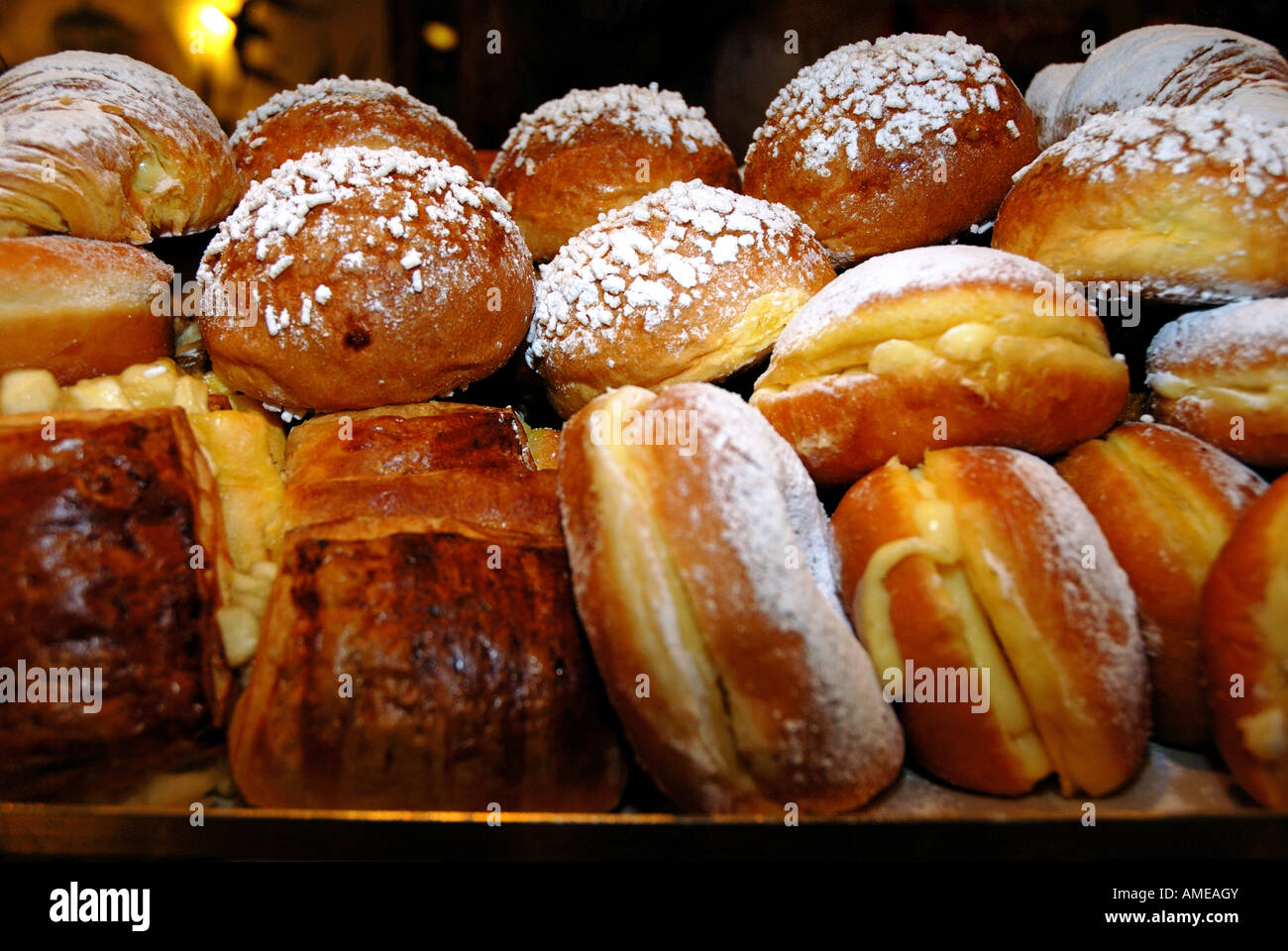 A selection of breakfast brioche in an Italian cafe Stock Photo - Alamy