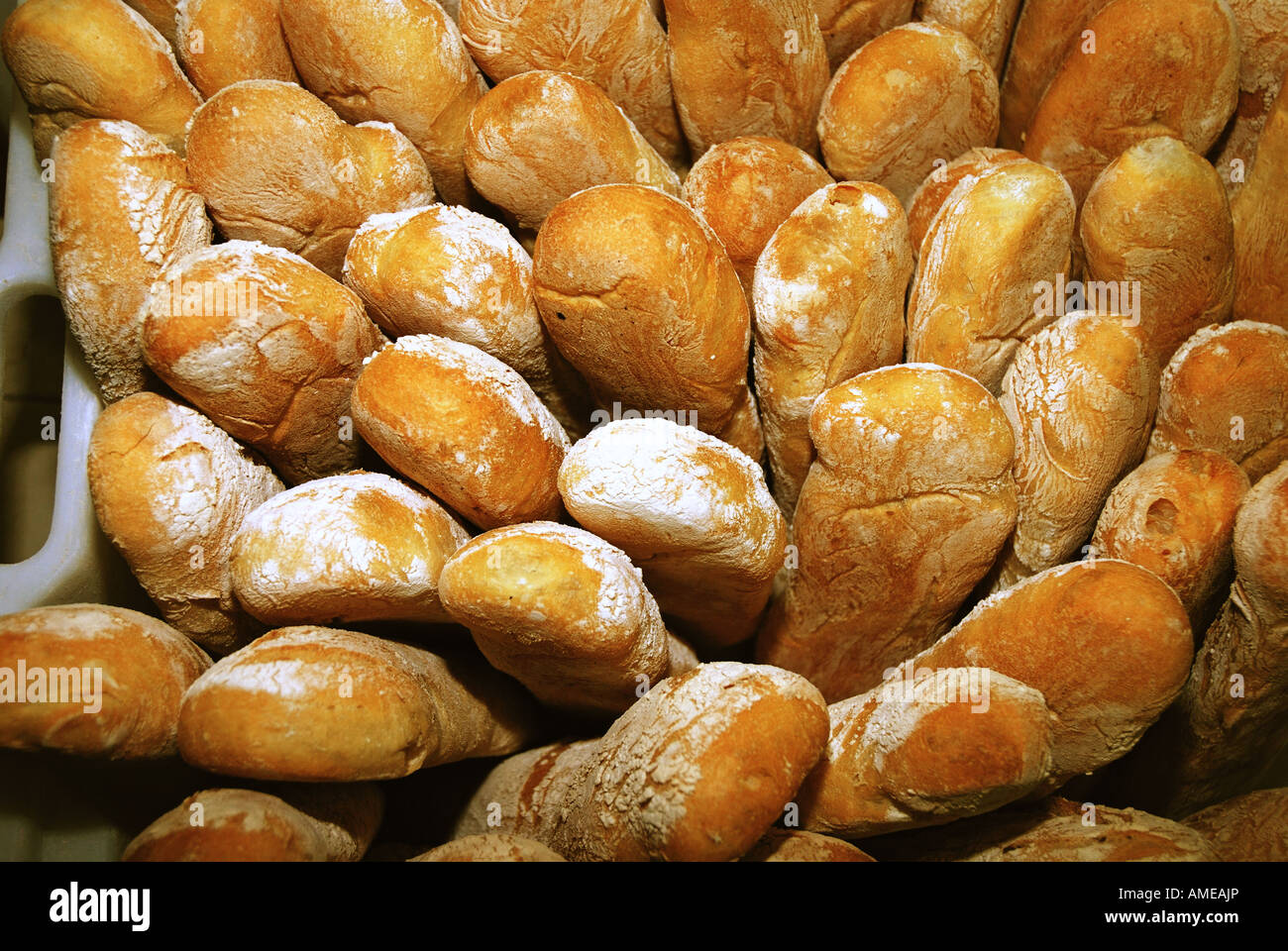 Italian ciabatta bread sticks in a bakery Stock Photo - Alamy
