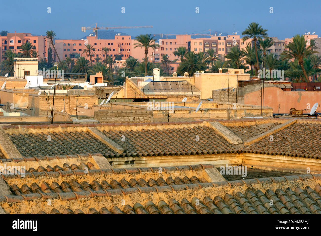 Dawn view over the rooftops of Marrakech in Morocco Stock Photo - Alamy