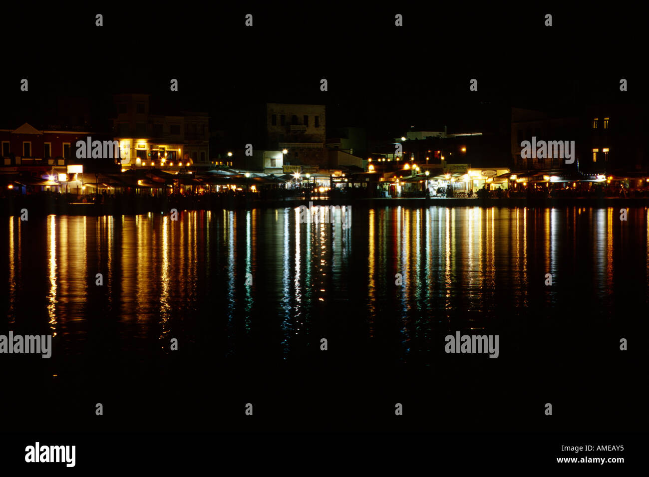 harbour of Chania at night, Greece, Creta, Chania Stock Photo - Alamy
