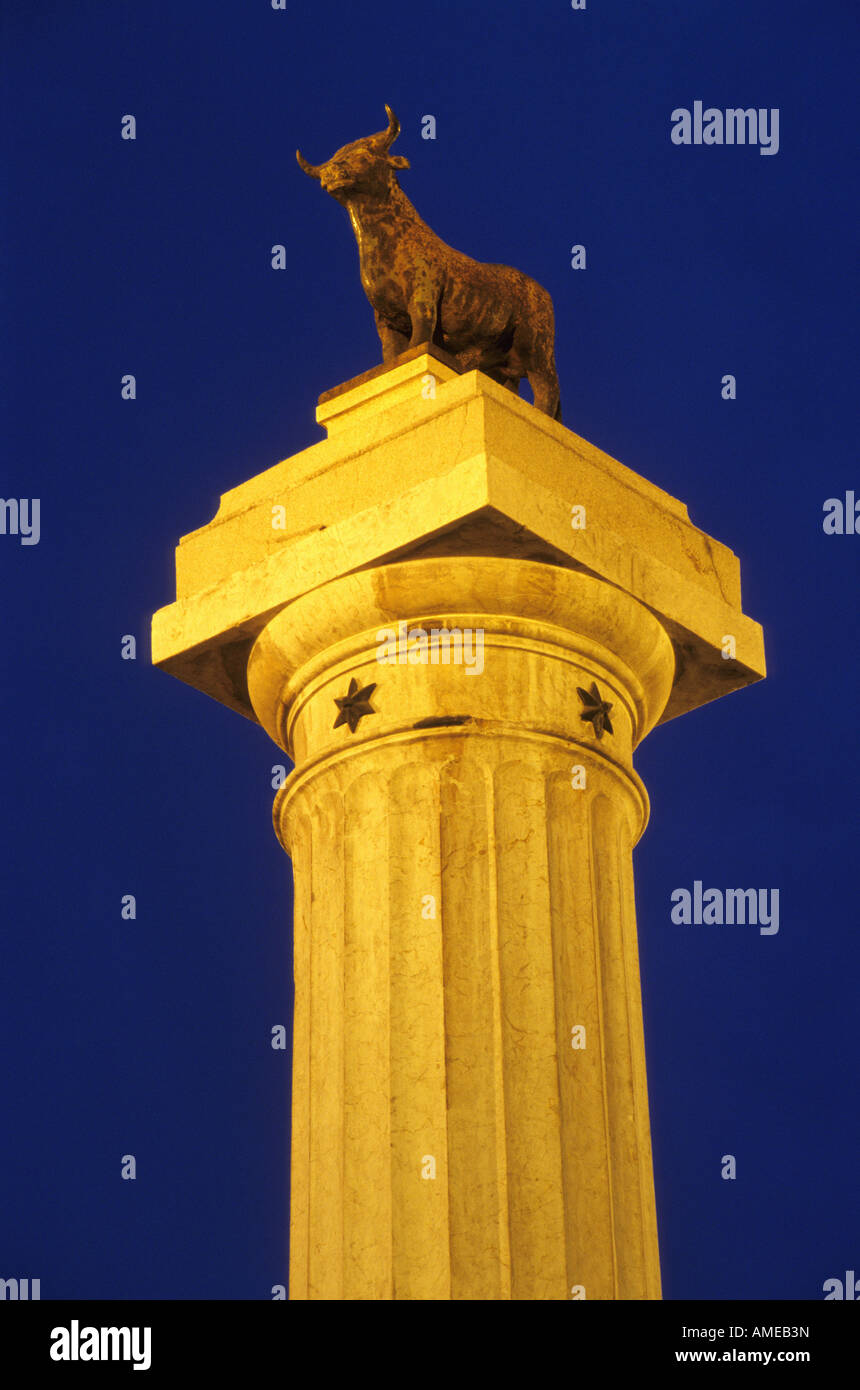 El Torico statue in Carlos Castel square TERUEL CITY Aragon region ...