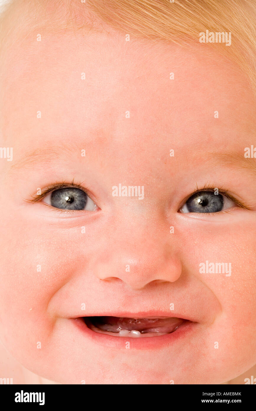 Baby Showing Her First Teeth Stock Photo - Alamy