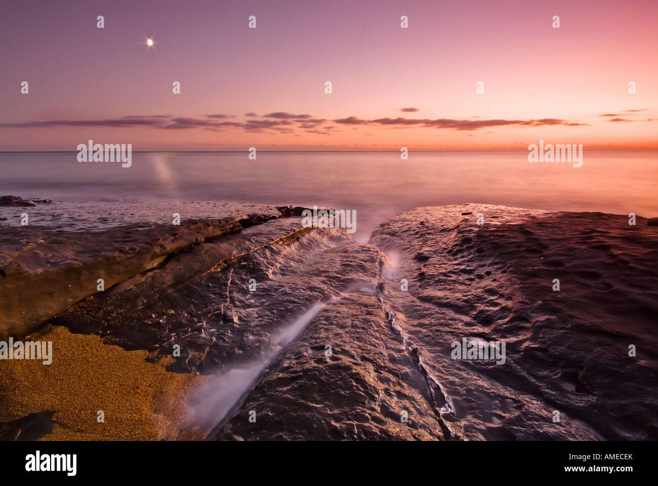 Low-light image of Seatown Beach looking south using a long shutter ...