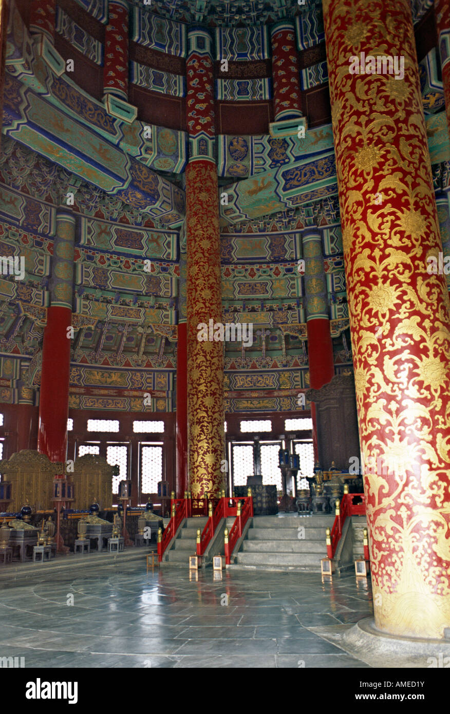 inside of tian tan, the temple of heaven, in beijing Stock Photo - Alamy