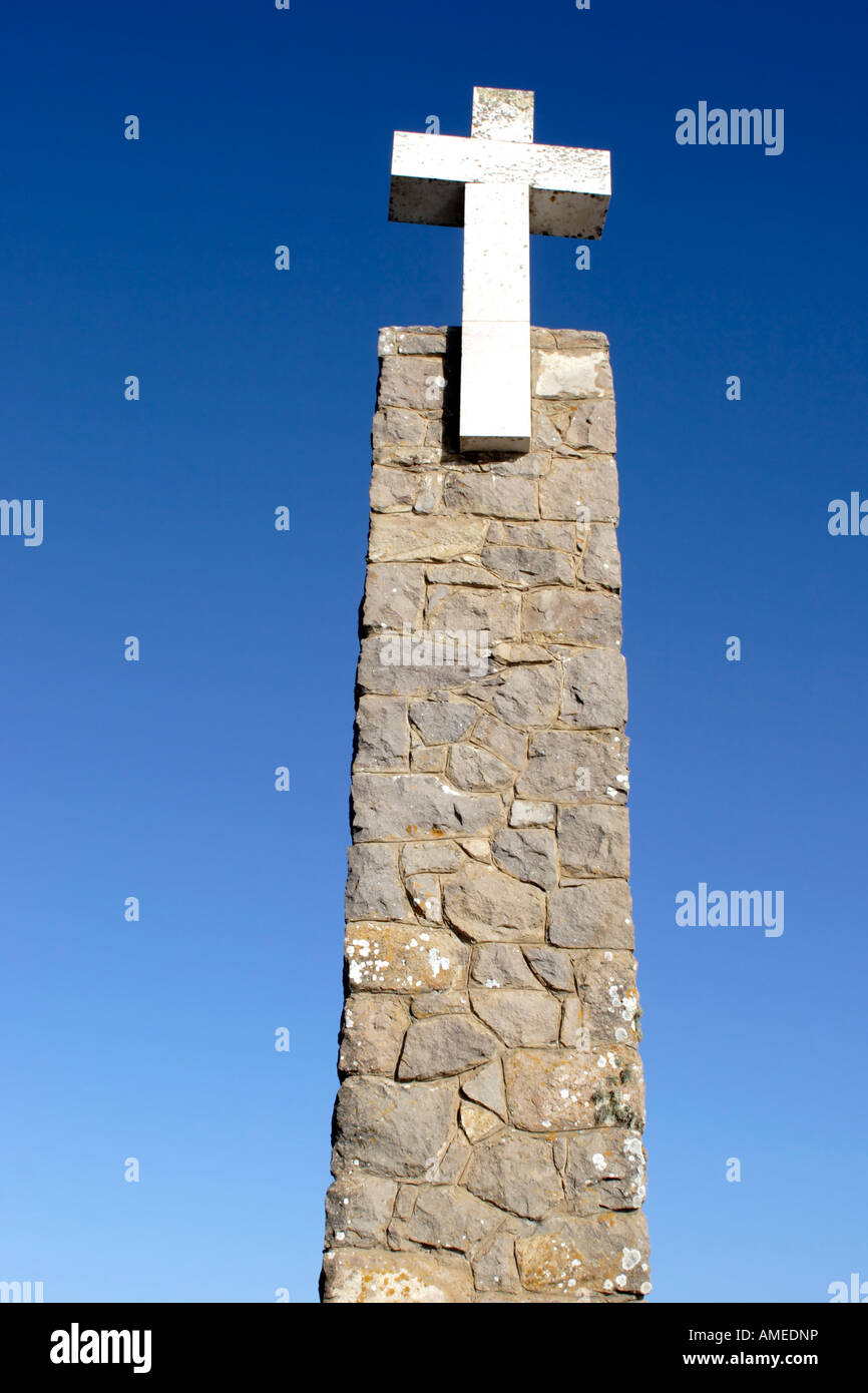 Stone Cross atop monument at Cabo Da Roca, Portugal Stock Photo - Alamy