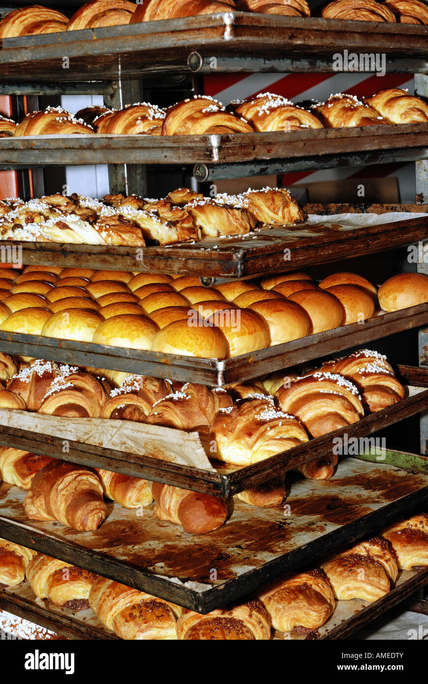 Trays of fresh brioche and buns in an Italian bakery Stock Photo - Alamy