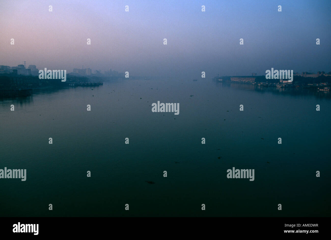 Hugli river viewed from the Haora bridge in Calcutta, India Stock Photo ...