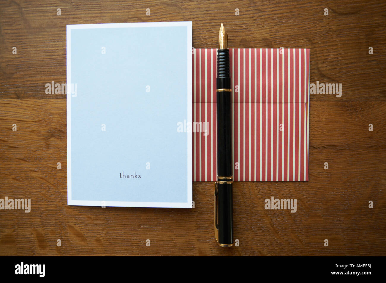 Thank you note and fountain pen Stock Photo - Alamy